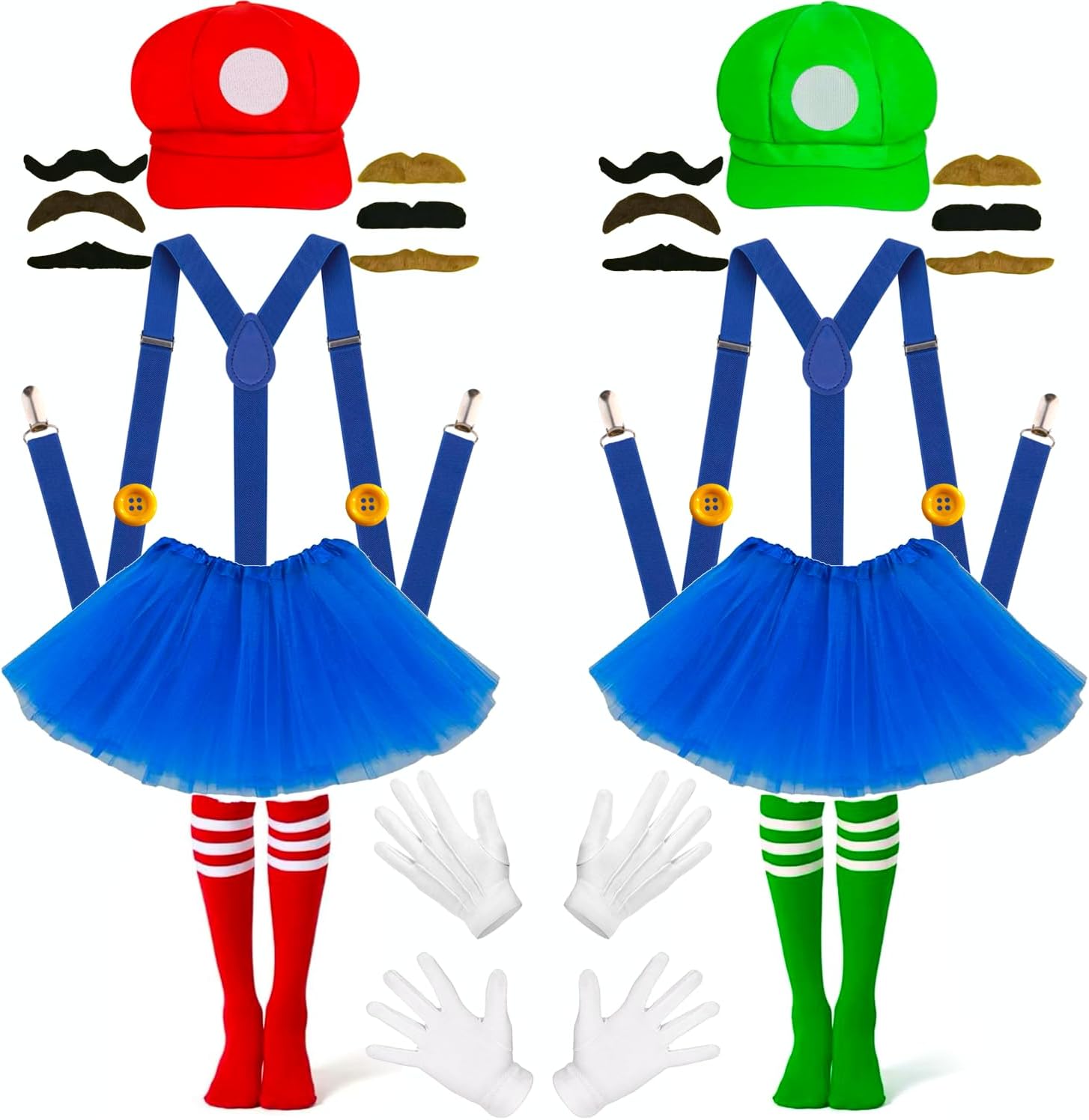 Mario und luigi kostüm,Karneval Mario Kostüm Bros Mütze Hut Röcke ...