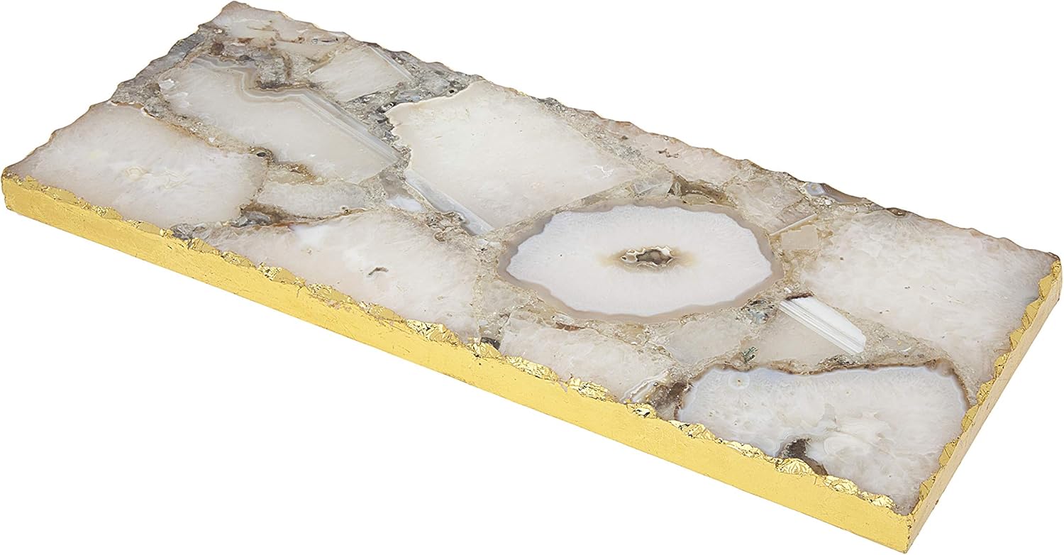 Amazon.com | Natural Agate Board Platter Tray by Godinger with Silver ...