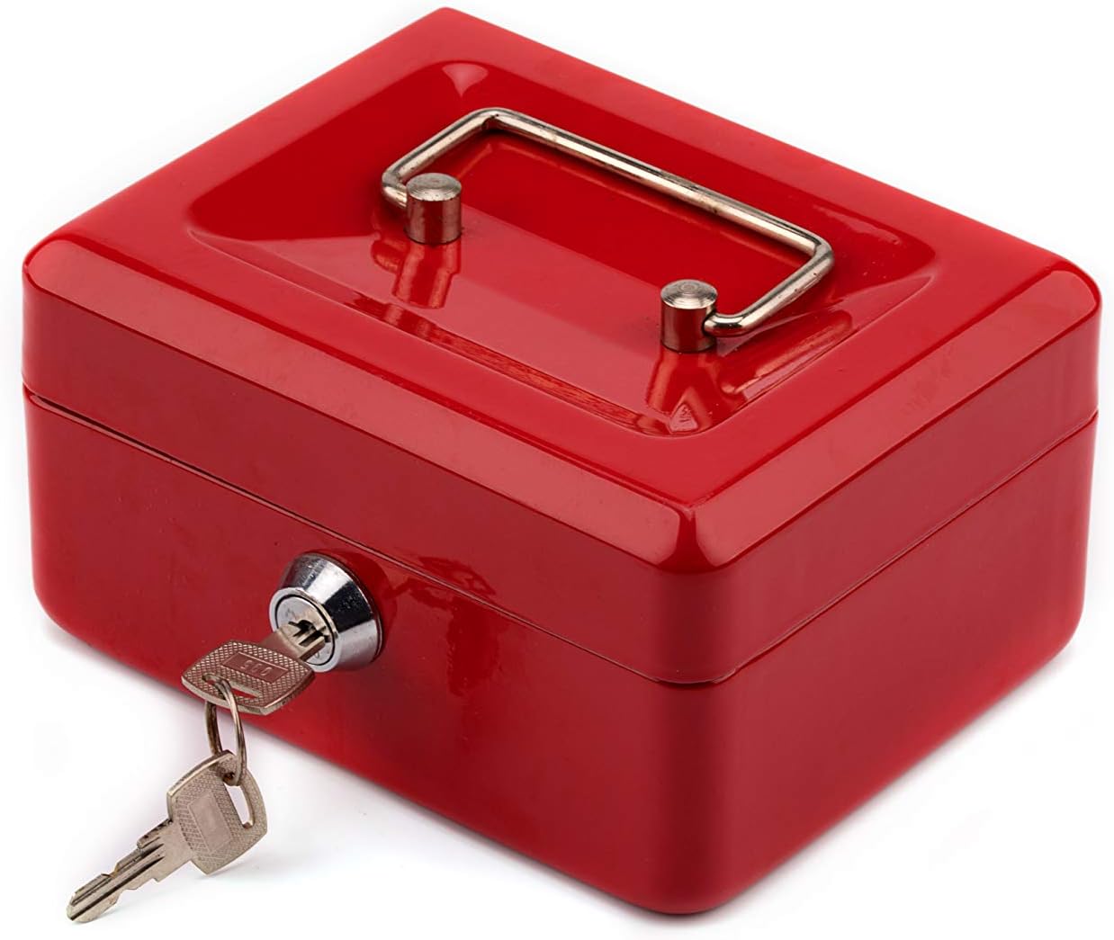 Amazon.com: Mini Cash Box, Deluxe Portable Steel Locking Safe Box with ...