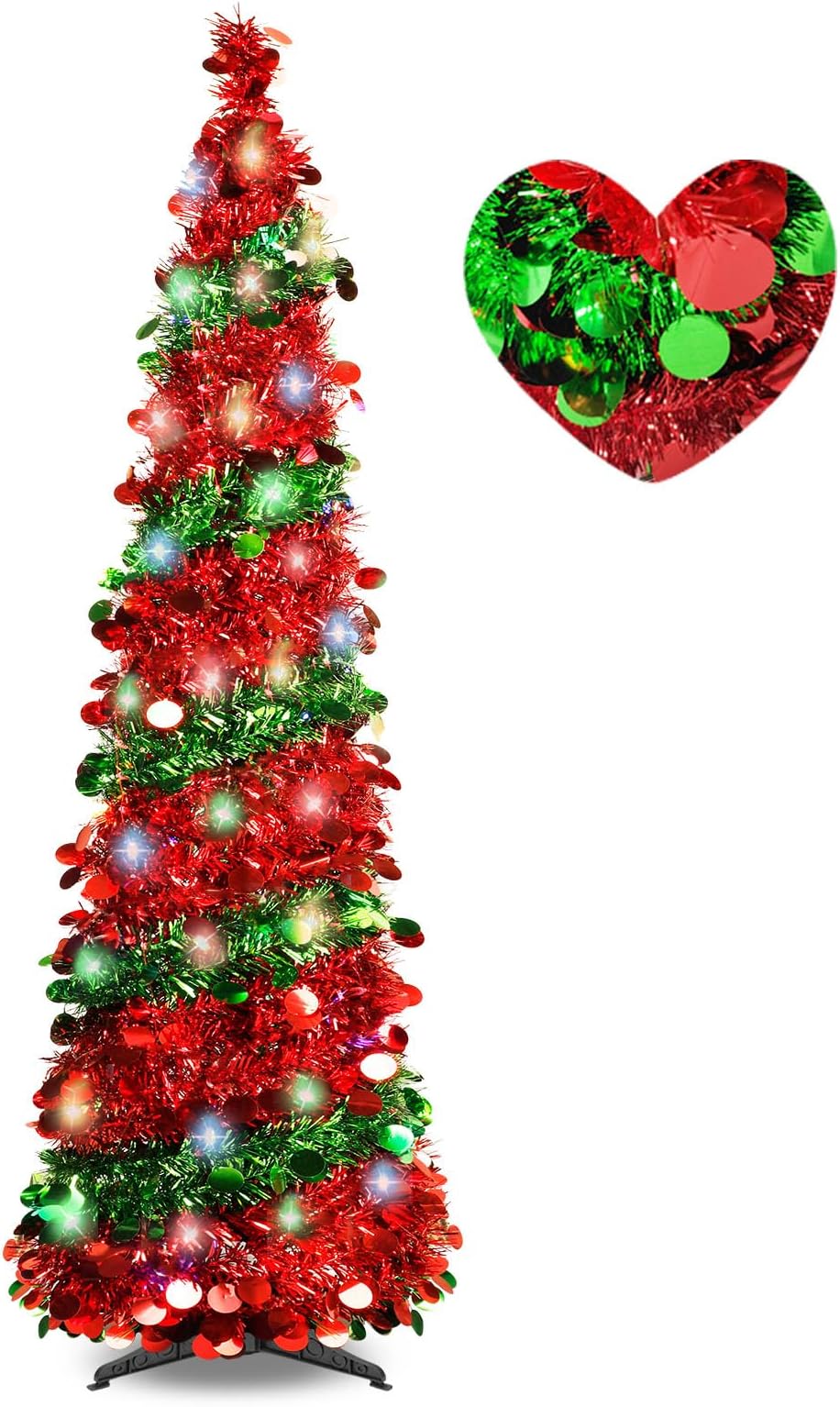 DAQI Árbol de Navidad Plegable, 1.5M Árbol de Navidad Desplegable con ...