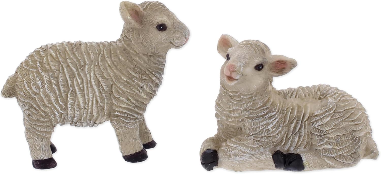 Amazon.com: The Bridge Collection Set of Two Lamb Decor Figures ...