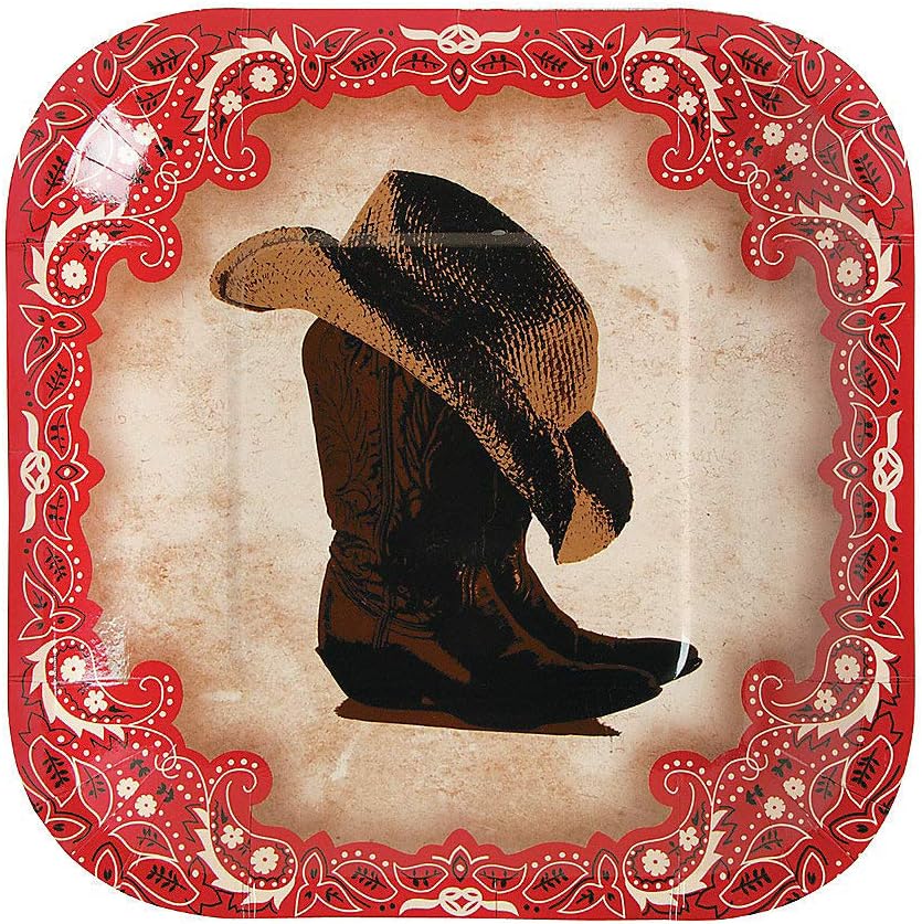 Amazon.com: 24Pcs 9 Inch Cowboy Western Paper Plates Cool Cowboys ...