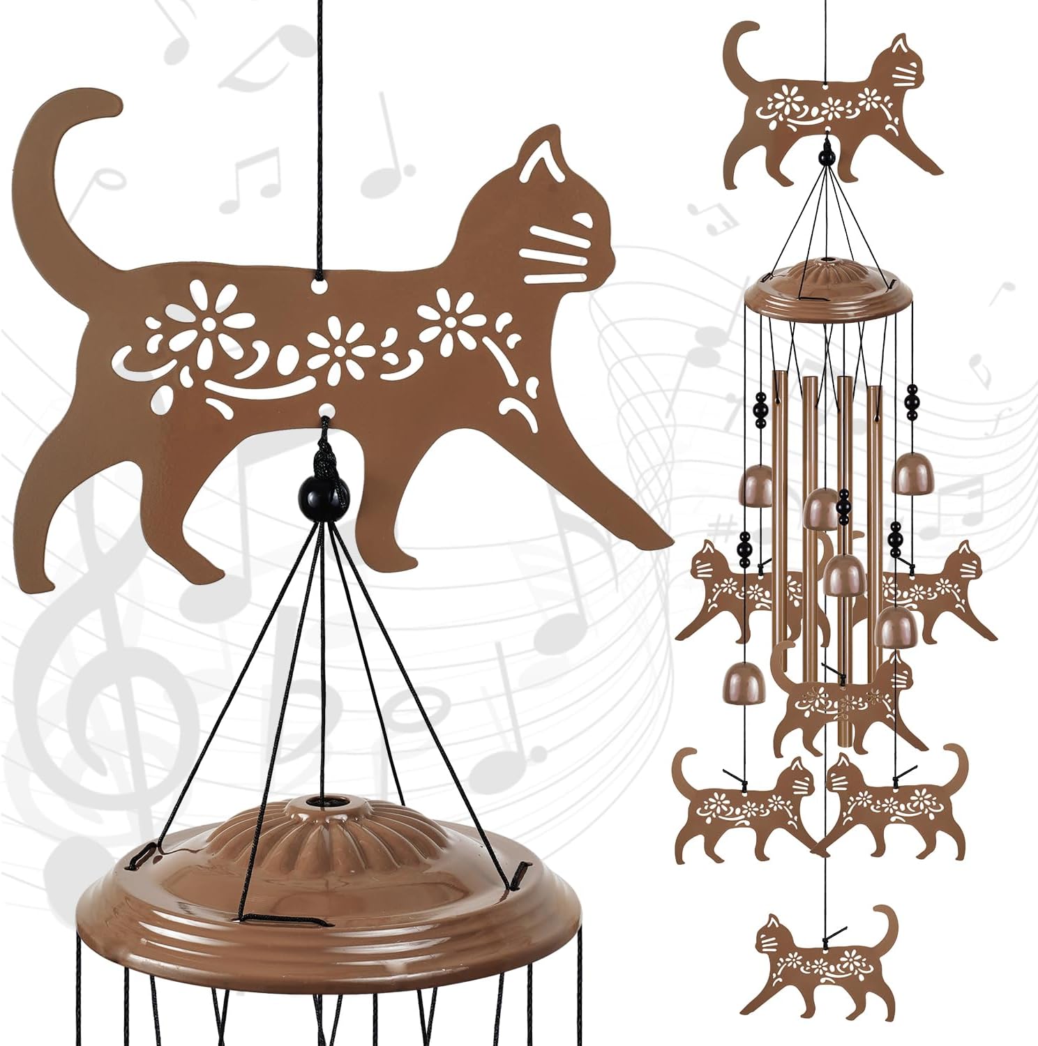 Amazon.com : Outdoor Cats Wind Chimes Indoor Decor - Hand-Made Mobile ...
