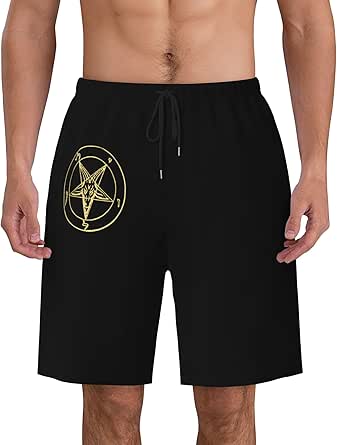 V LONVOY Inverted Pentacle Pewter Satanic Goat Mens Swim Trunks Quick ...