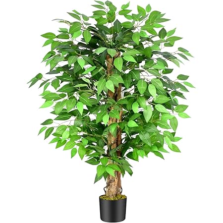 Amazon.com: Keeplush 5ft Ficus Artificial Trees with Natural Curved ...