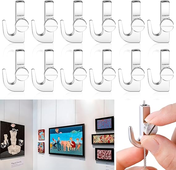 Hicarer 12 Pcs Adjustable Hooks for Gallery Picture Hanging System ...