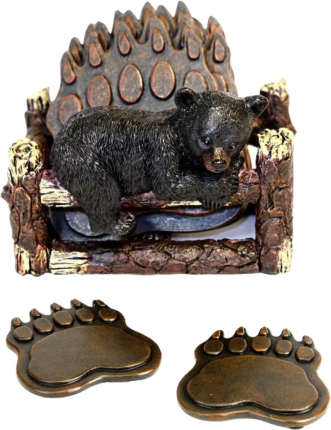 Amazon.com: BestGiftEver Set of 4 Rustic Drink Coasters with Holder ...