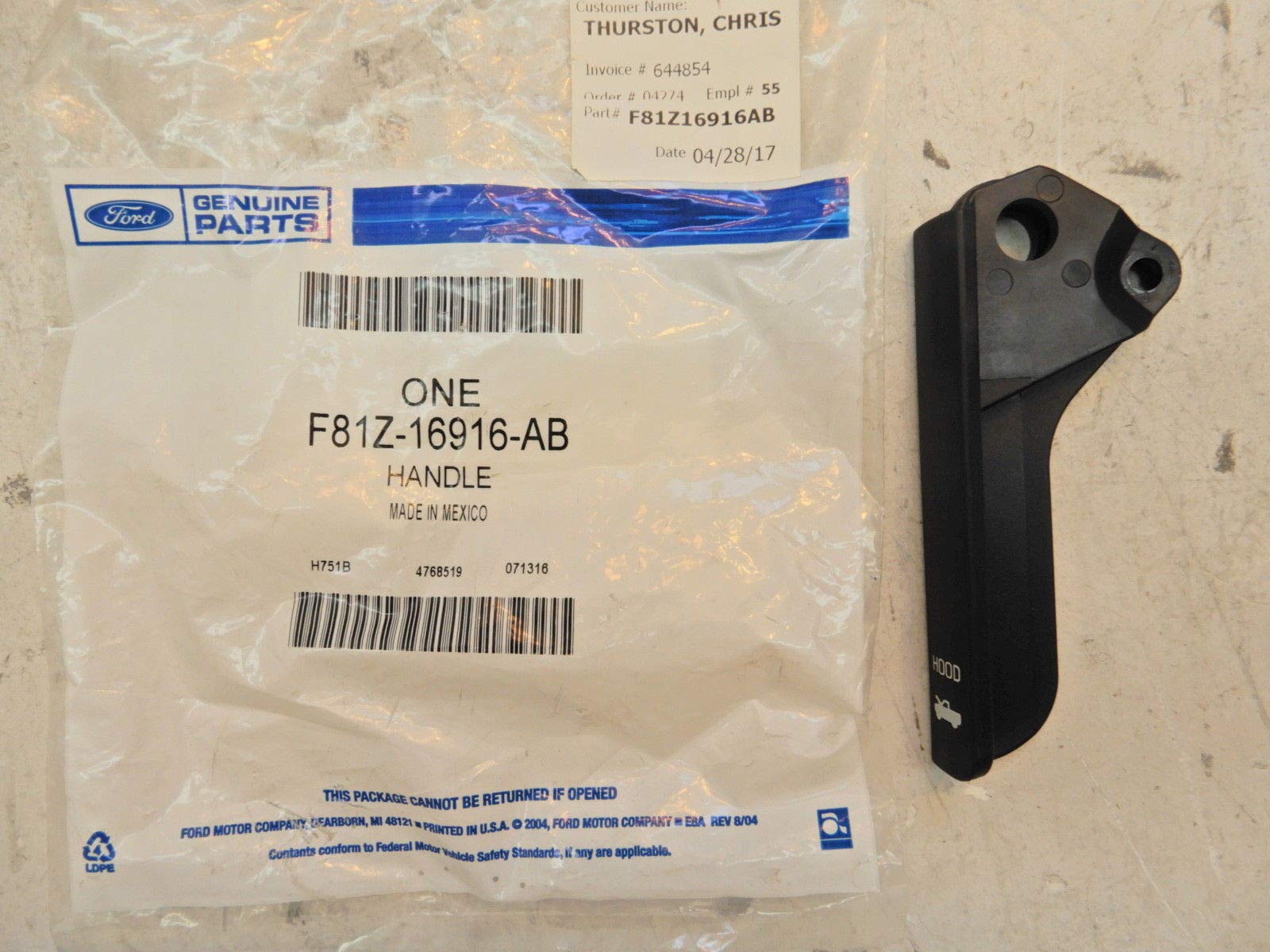 Genuine Ford F81Z-16916-AB Hood Control Cable Assembly, Hood Release ...