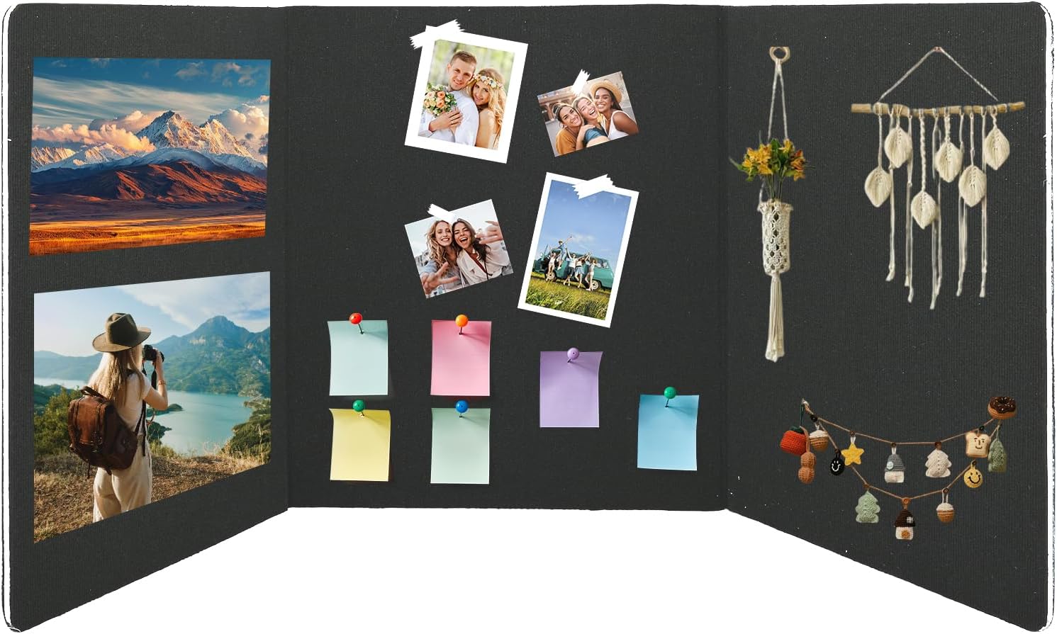 jxgzyy 3 Panel Double-Sided Display Board for Living Room - 59" W x 24 ...