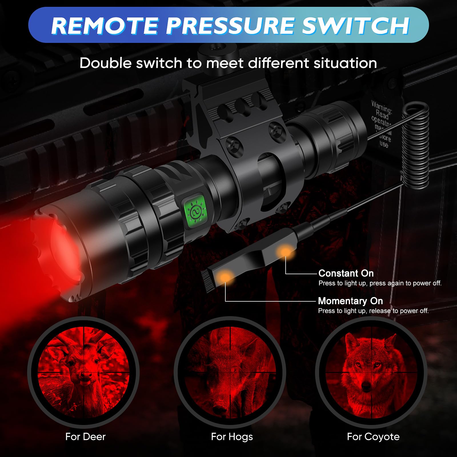 Snapklik.com : Red Flashlight Rechargeable, Zoomable Hunting Light Red ...