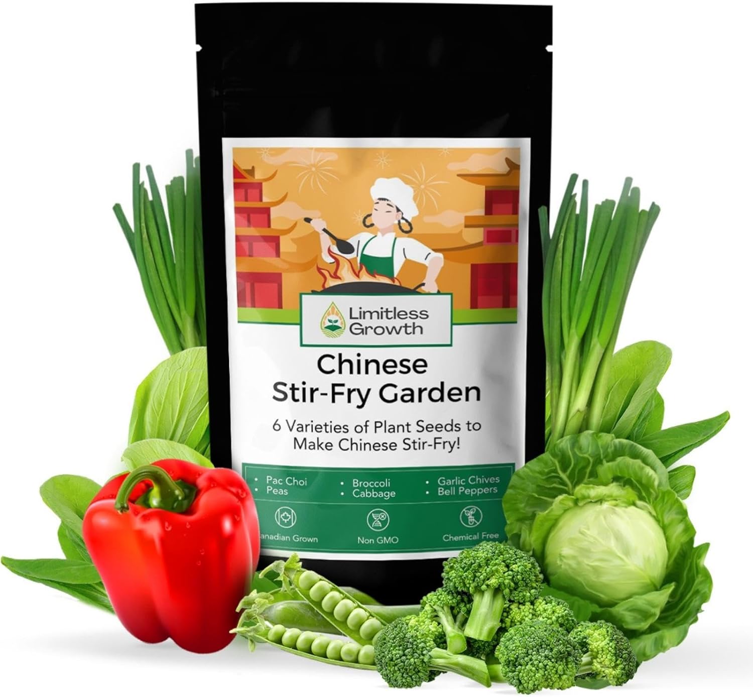 Stir Fry Themed Seed Pack | 6 Varieties of Backyard Garden Seeds | Beginner Gardening Seeds to ...