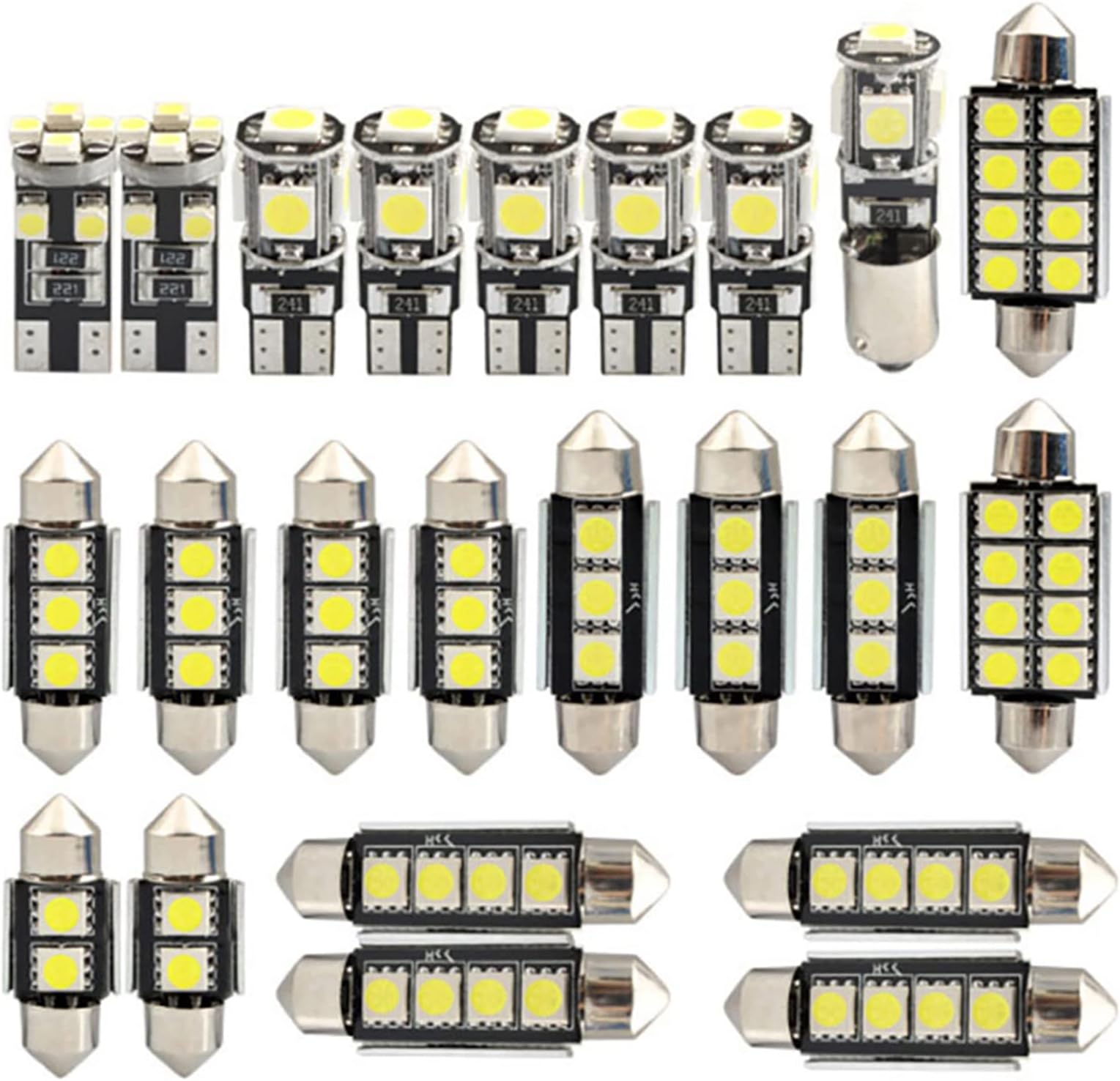 TOTMOX A Set Of 23 Led Error-Free Can Bus Bulbs For Interior Lighting ...