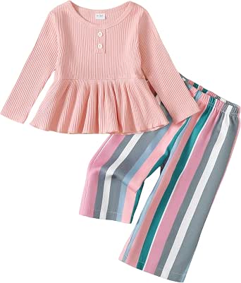 Amazon.com: Kucnuzki 3T Girl Clothes Toddler Clothes Long Sleeve Shirts ...