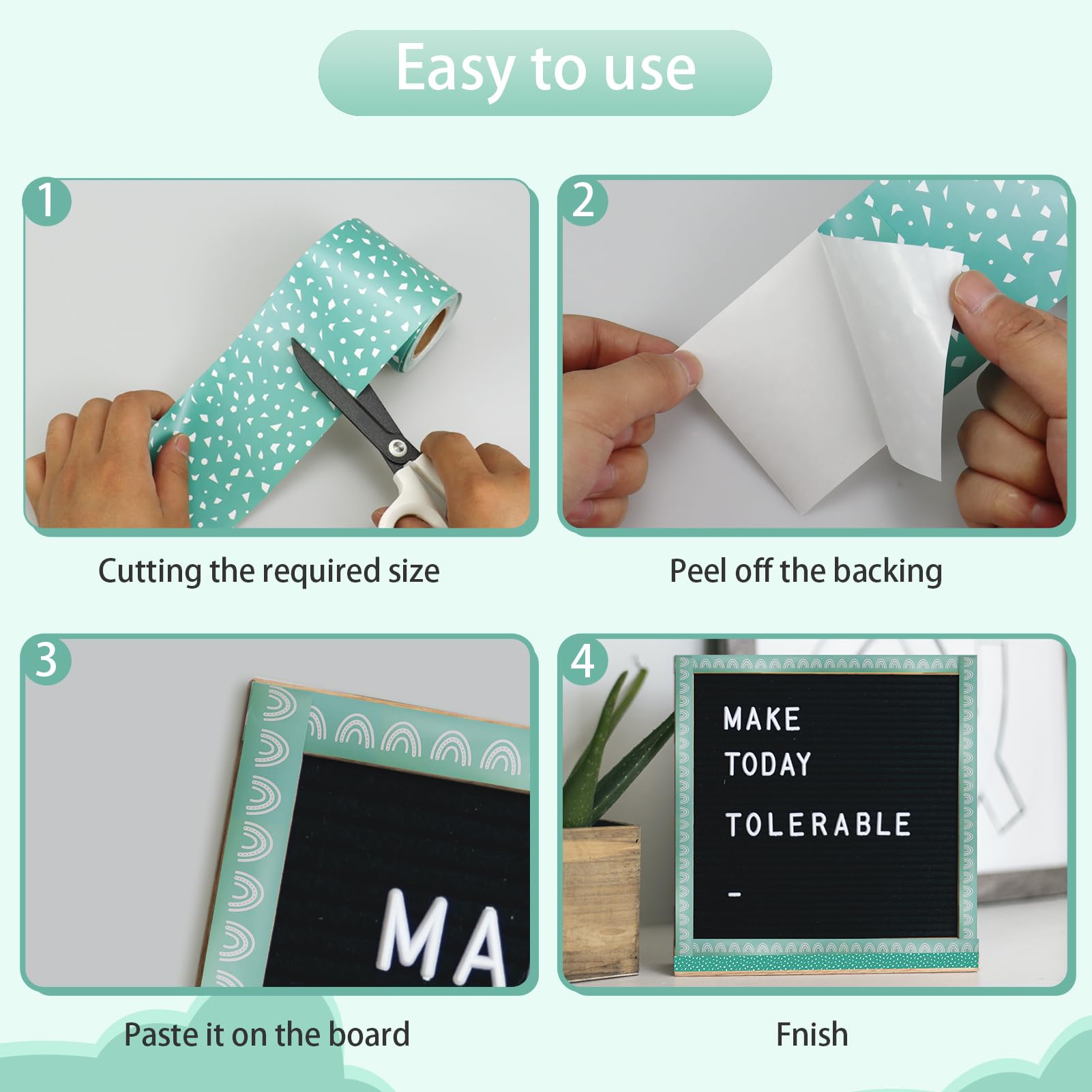 Snapklik.com : Bulletin Board Borders, 65Ft Boho Adhesive Straight ...