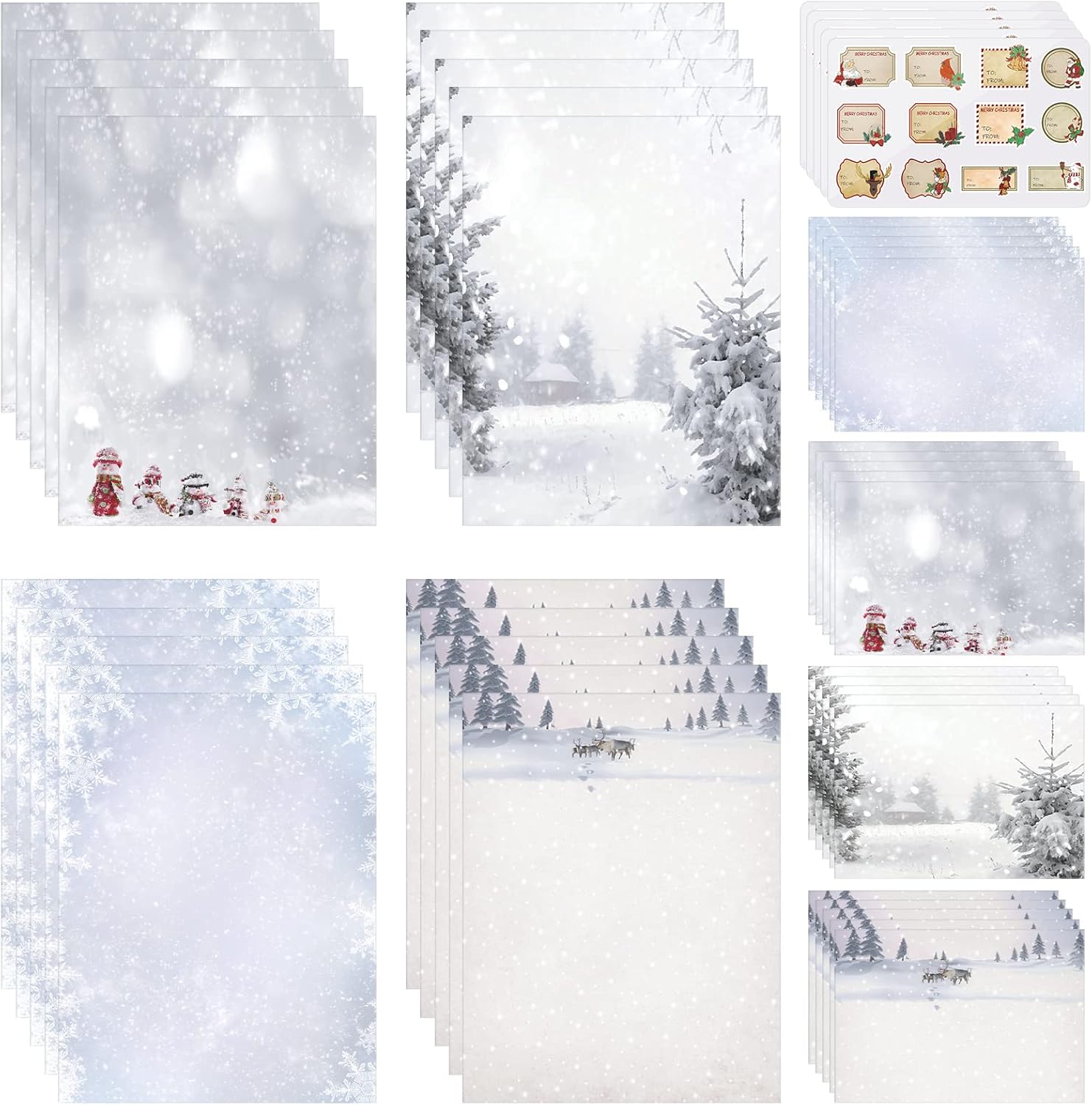 120 Pieces Winter Stationery Paper and Envelopes Set, 80 Winter Letter ...