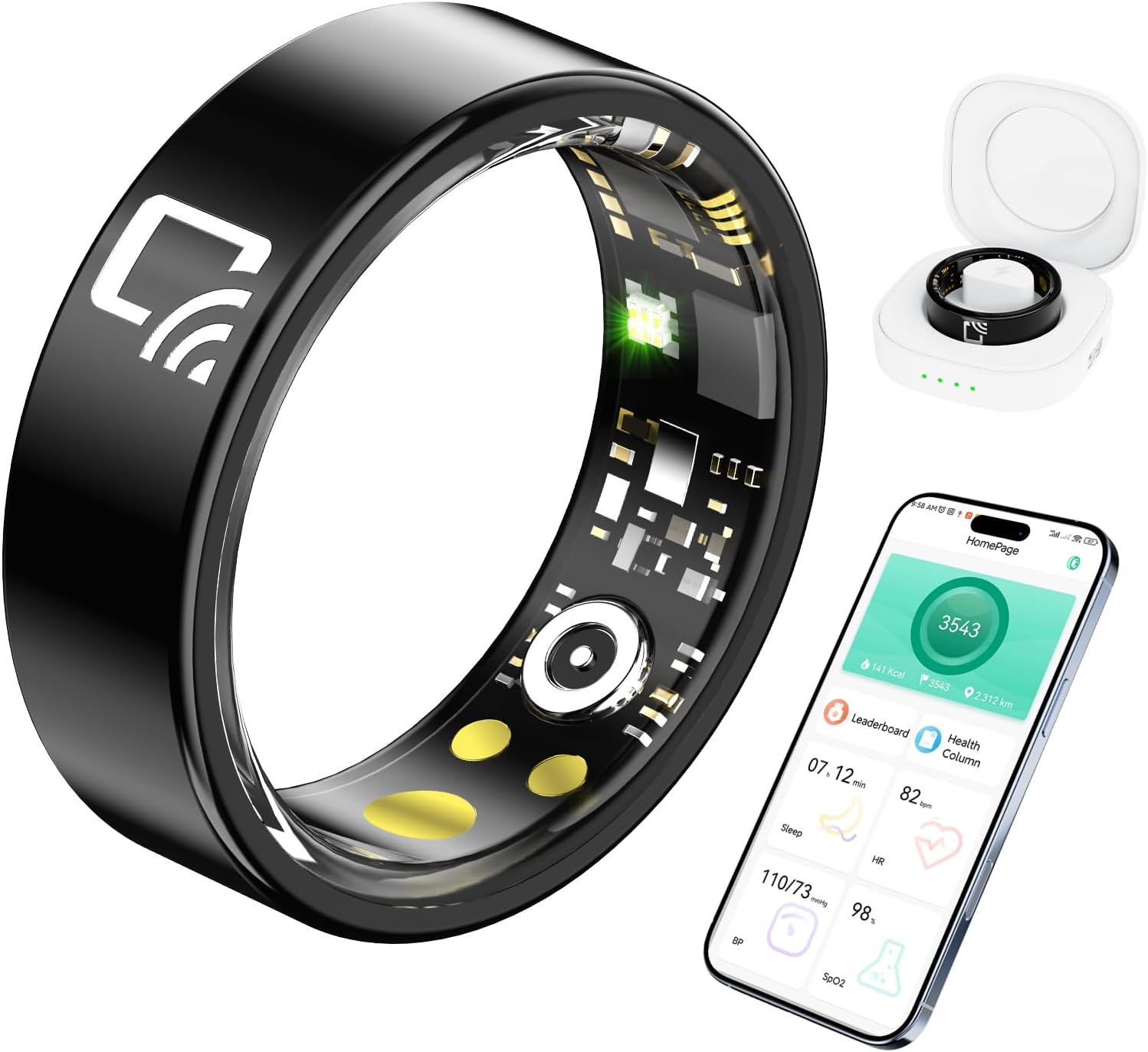 Amazon.com: Weyrinice NFC Smart Ring Health Tracker for Men & Women ...