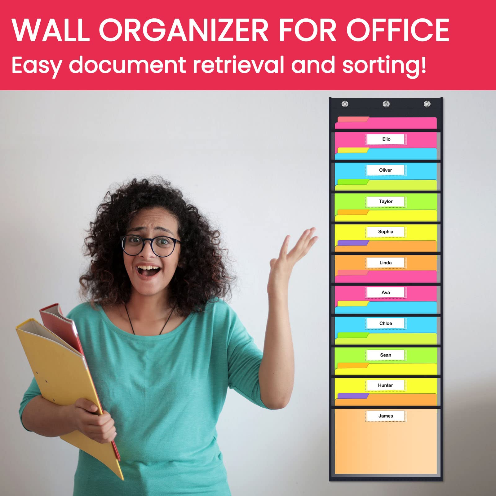 Snapklik.com : Godery Clear Storage Pocket Chart For Classroom & Office