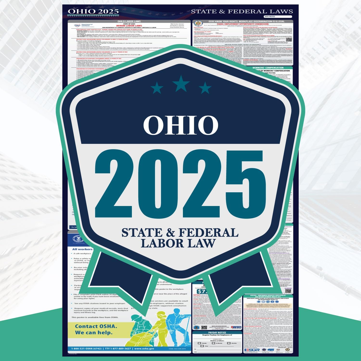 Amazon.com: 2025 Ohio State and Federal Labor Law Poster - OSHA ...