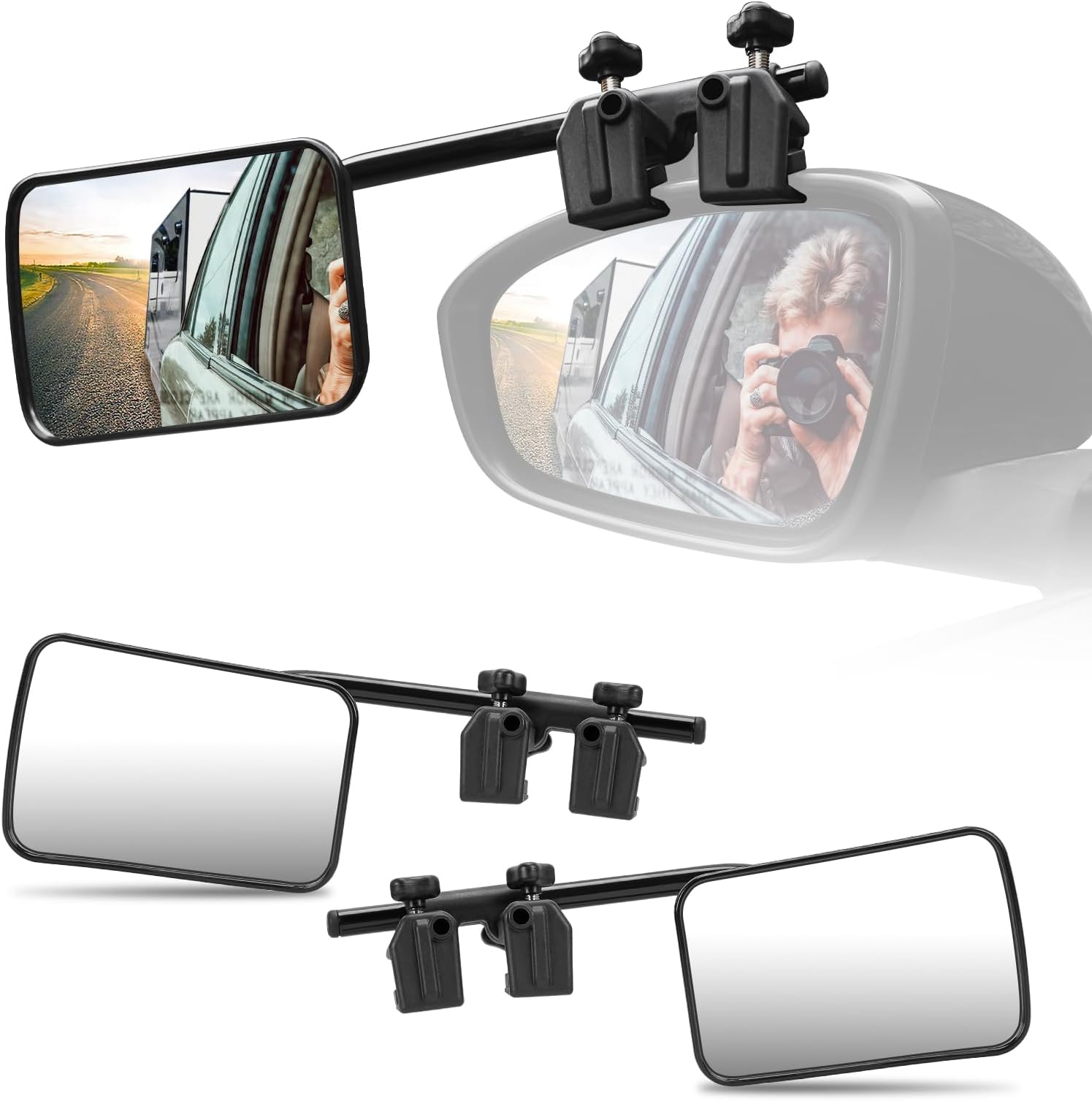 Amazon.com: EVBOYS Universal Clip on Towing Mirrors 360° Adjustable ...