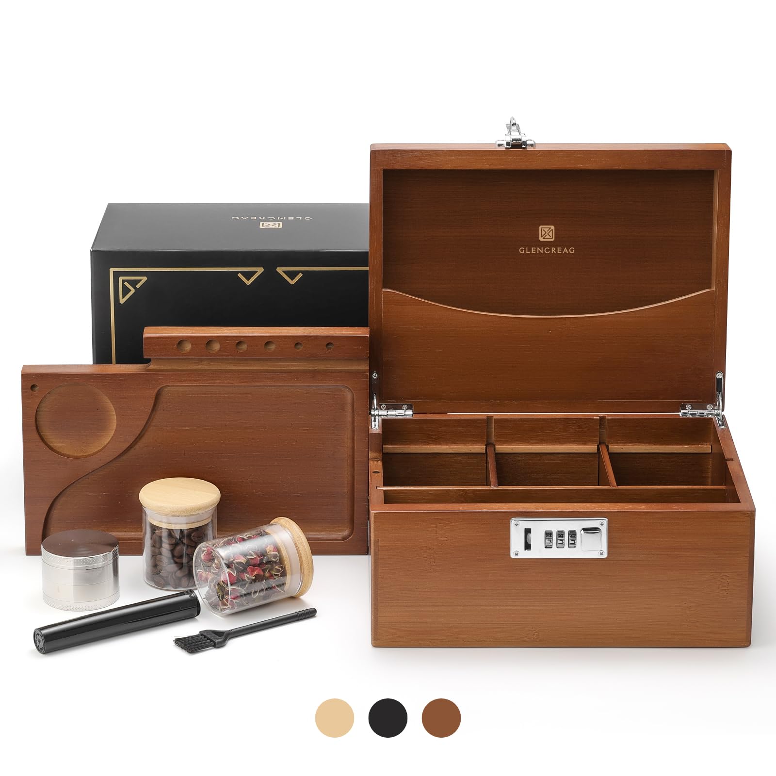 Amazon.com: GLENCREAG Stash Box with Rolling Tray, Smell Proof Large ...