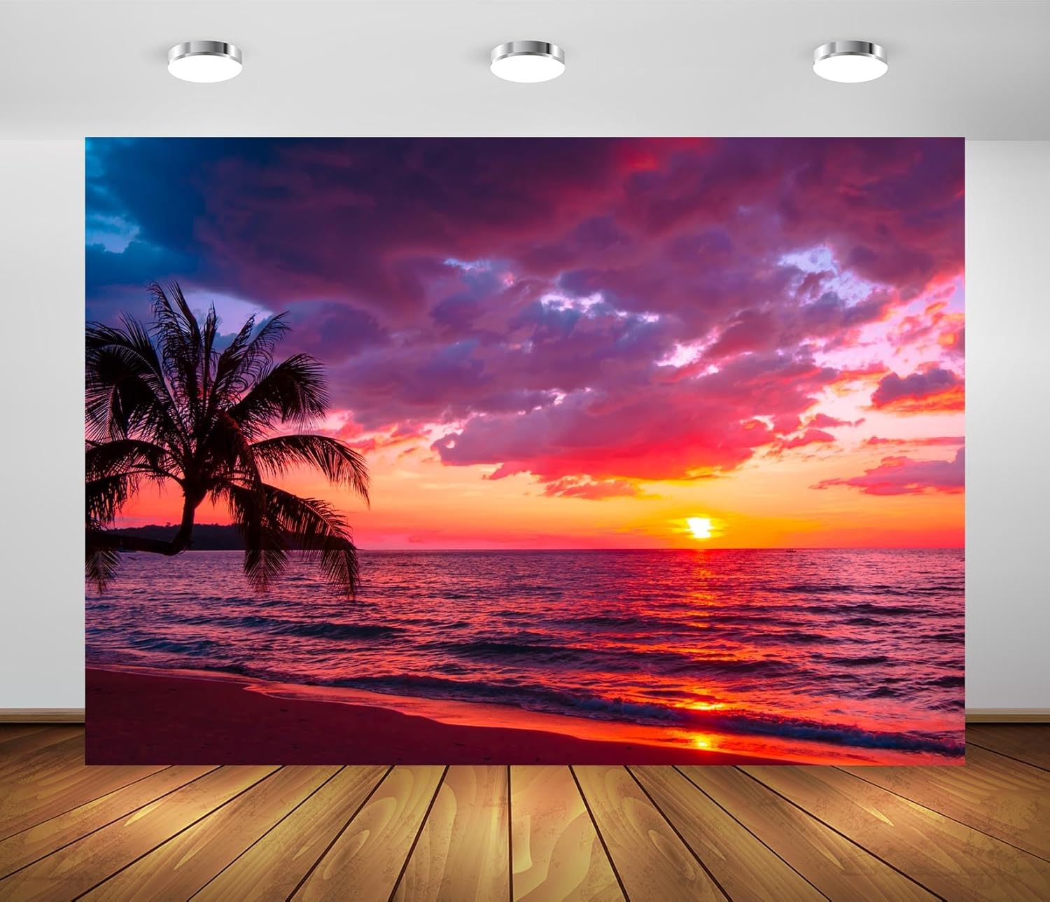 Amazon.com : BELECO 8x6ft Fabric Sunset Beach Backdrop Tropical Seaside ...