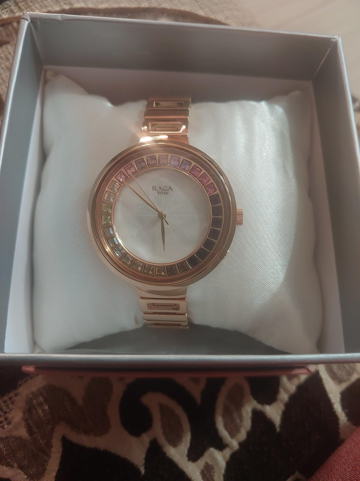 Titan Raga Love All Quartz Analog Mother of Pearl Dial Rose Gold Metal ...