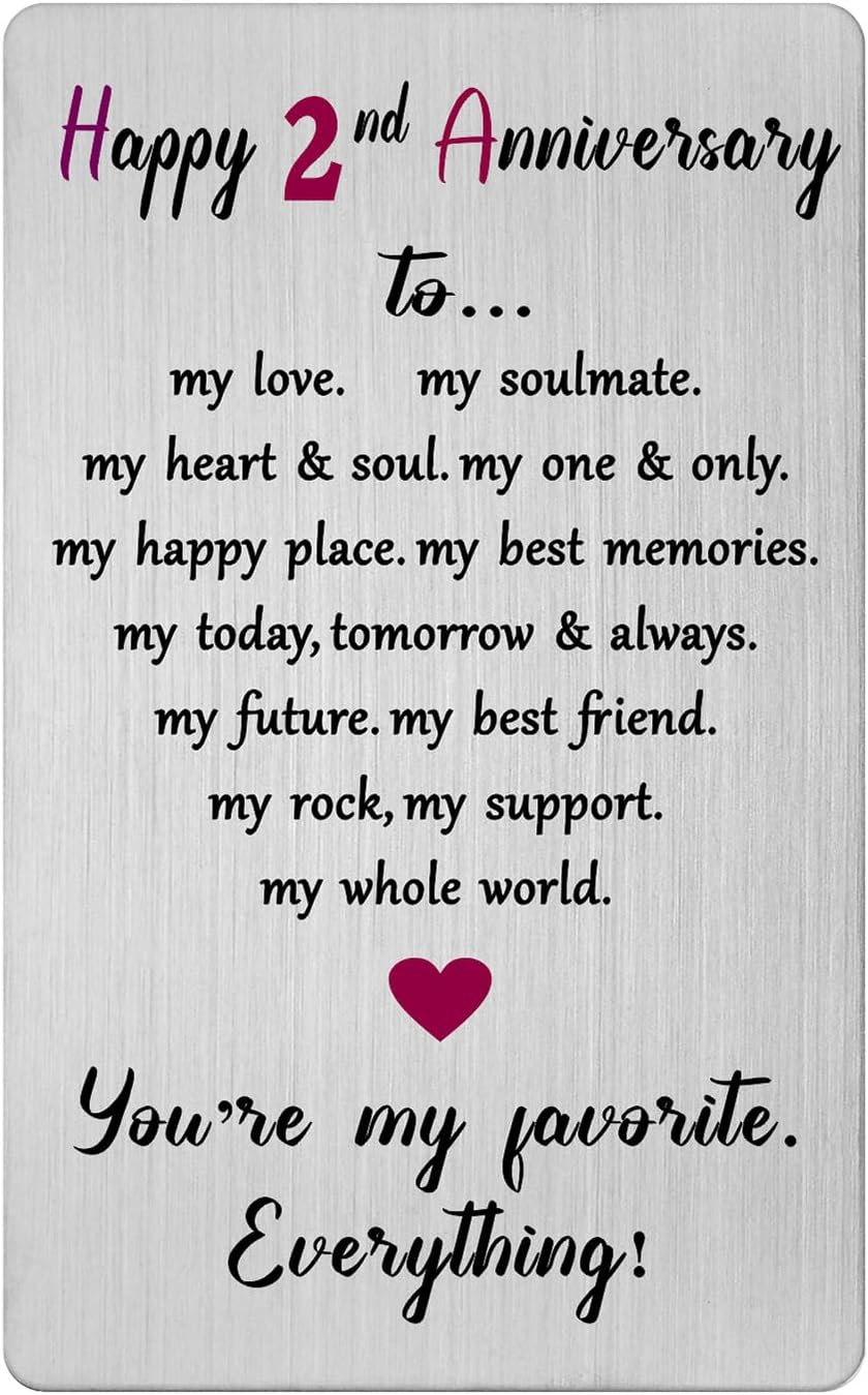 Amazon.com : 2 Year Anniversary Card for Men Women Him Her- Happy 2nd ...