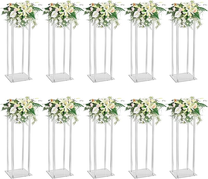 Amazon.com: 10 Pcs Acrylic Clear Vases for Wedding Centerpieces, 31.5 ...