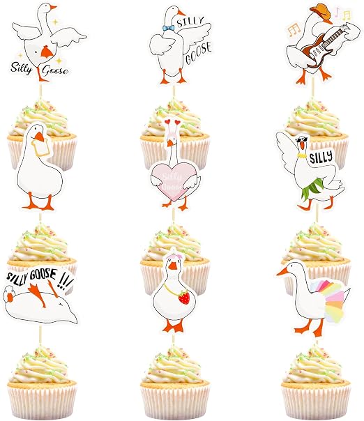 Amazon.com: One Silly Goose Cupcake Toppers, Set of 36 Goose Birthday ...