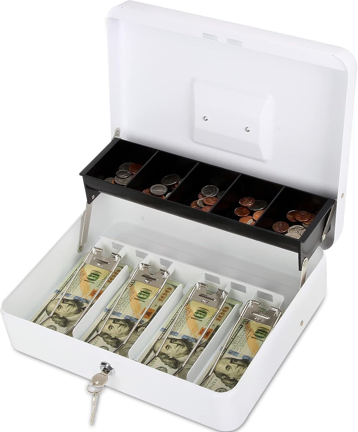 Amazon.com: Polspag Cash Box with Lock and 2 Keys, Metal Money Box with ...
