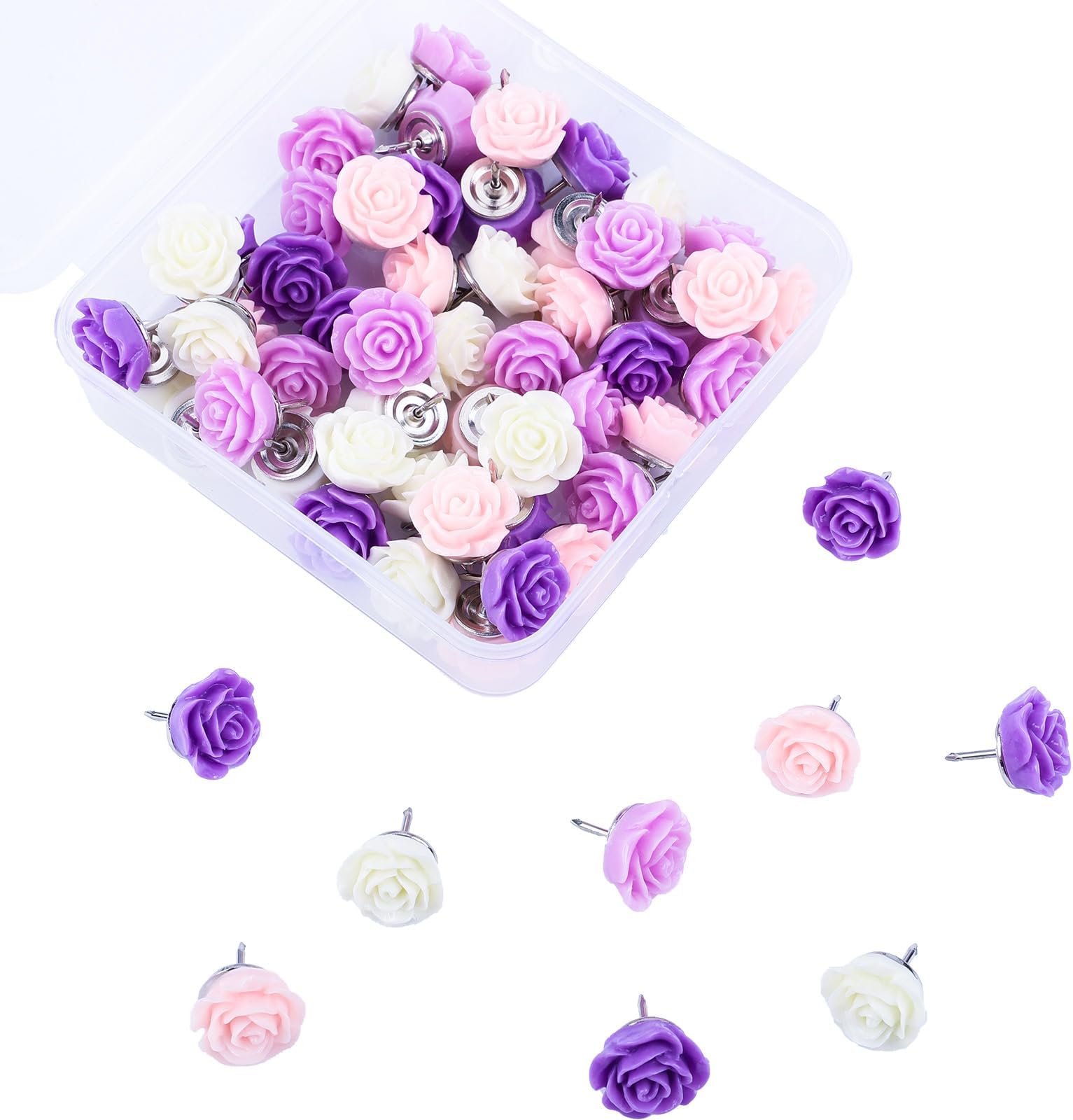 Amazon.com: Mabor 30Pcs Decorative Thumb Tacks Purple Push Pins Glitter ...