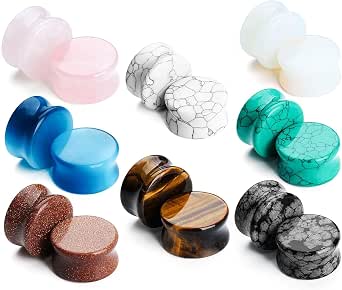 CABBE KALLO Natural Stone Ear Plugs Stretching Gauges Kit,16Pcs Mixed ...