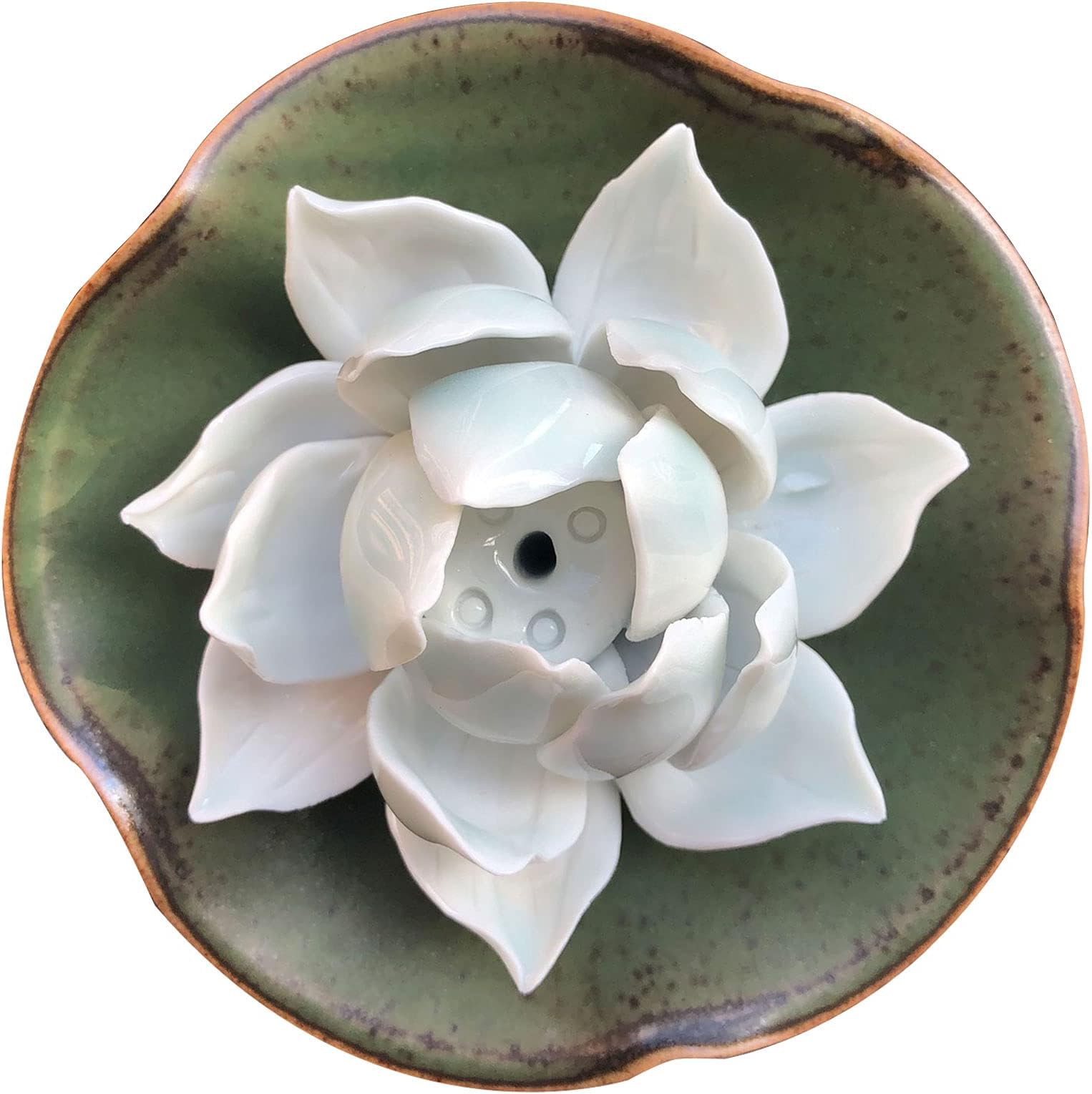 Amazon.com: Leadigol White Lotus Incense Holder,3.9 Inch Ceramic White Lotus Incense Burner ...