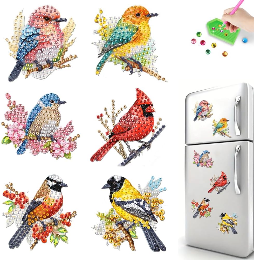 Amazon.com: 6 Pcs Refrigerator Diamond Art Magnets, Diamond Painting ...