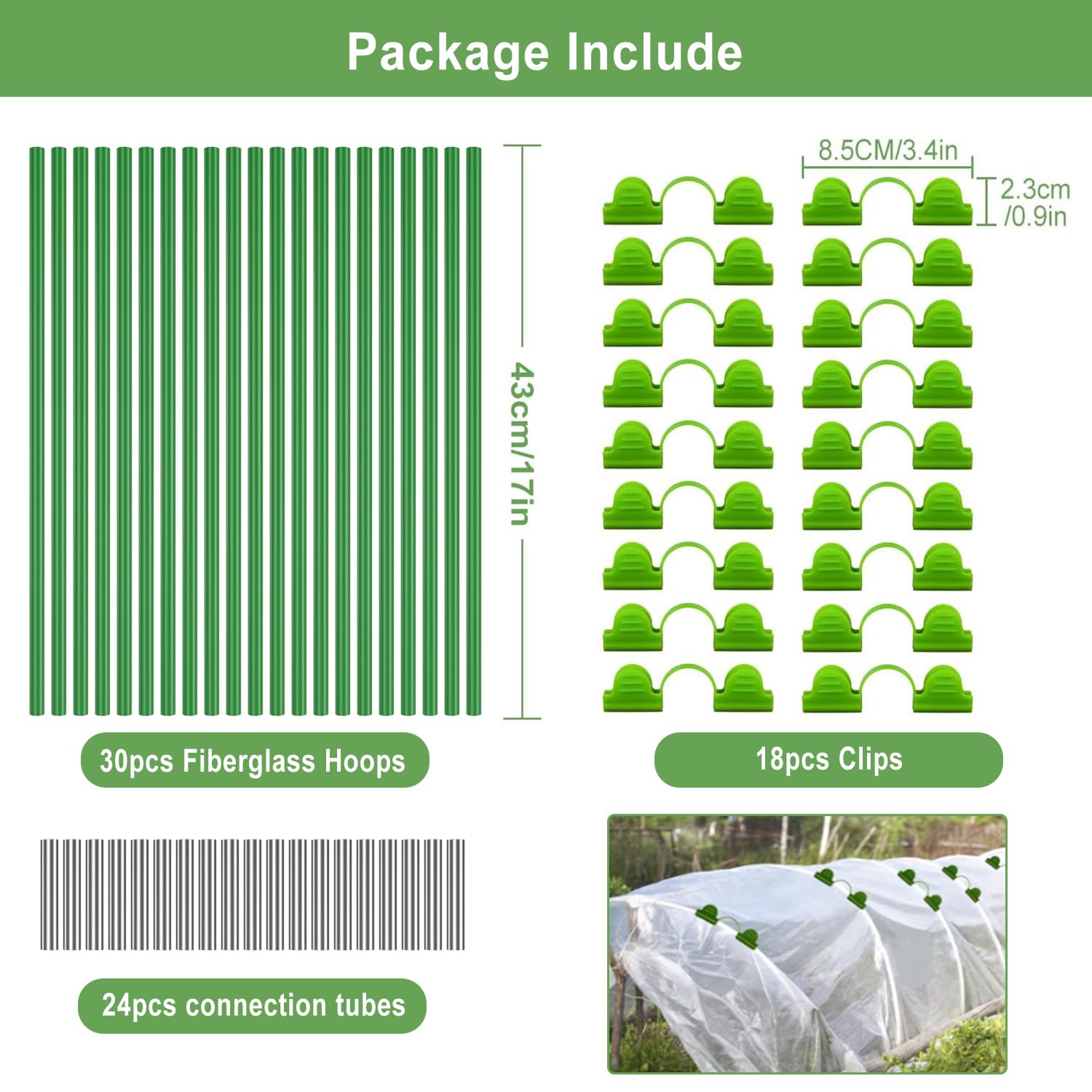 Snapklik.com : 36 PCS Greenhouse Hoops For DIY Grow Tunnel 6 Set DIY ...