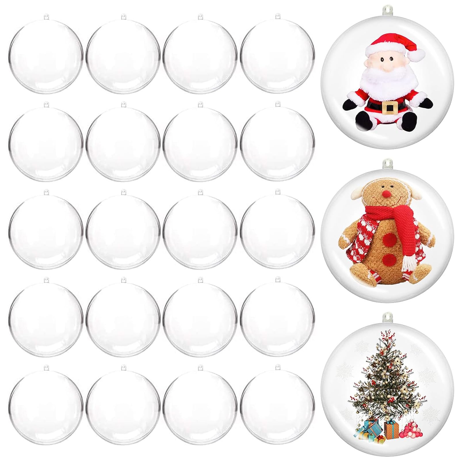 GRVICH Clear Baubles, 20PCS 2.36inch/6cm Christmas Tree Decorations ...