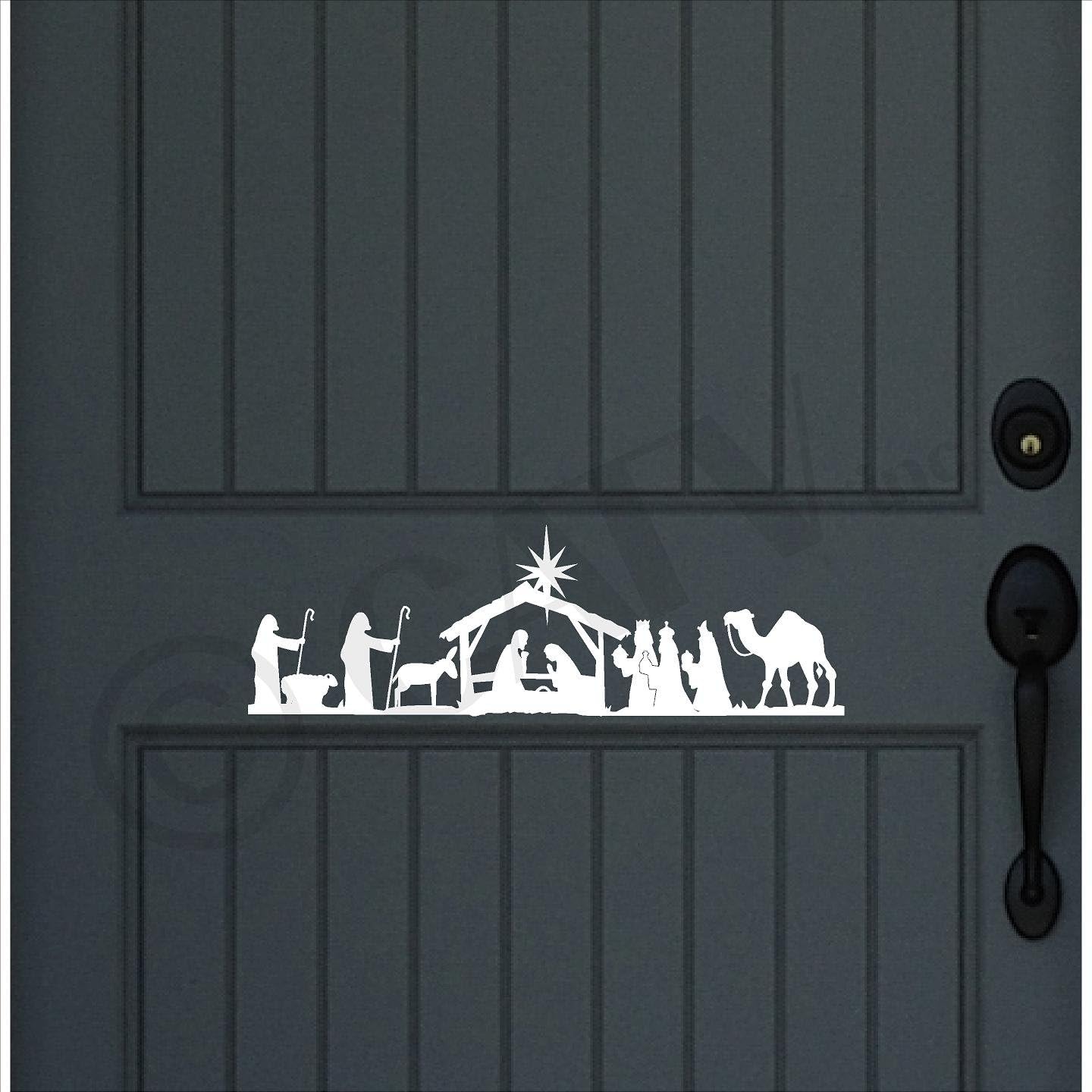 Amazon.com: Nativity Scene Vinyl Lettering Wall Decal Sticker (White, 6 ...