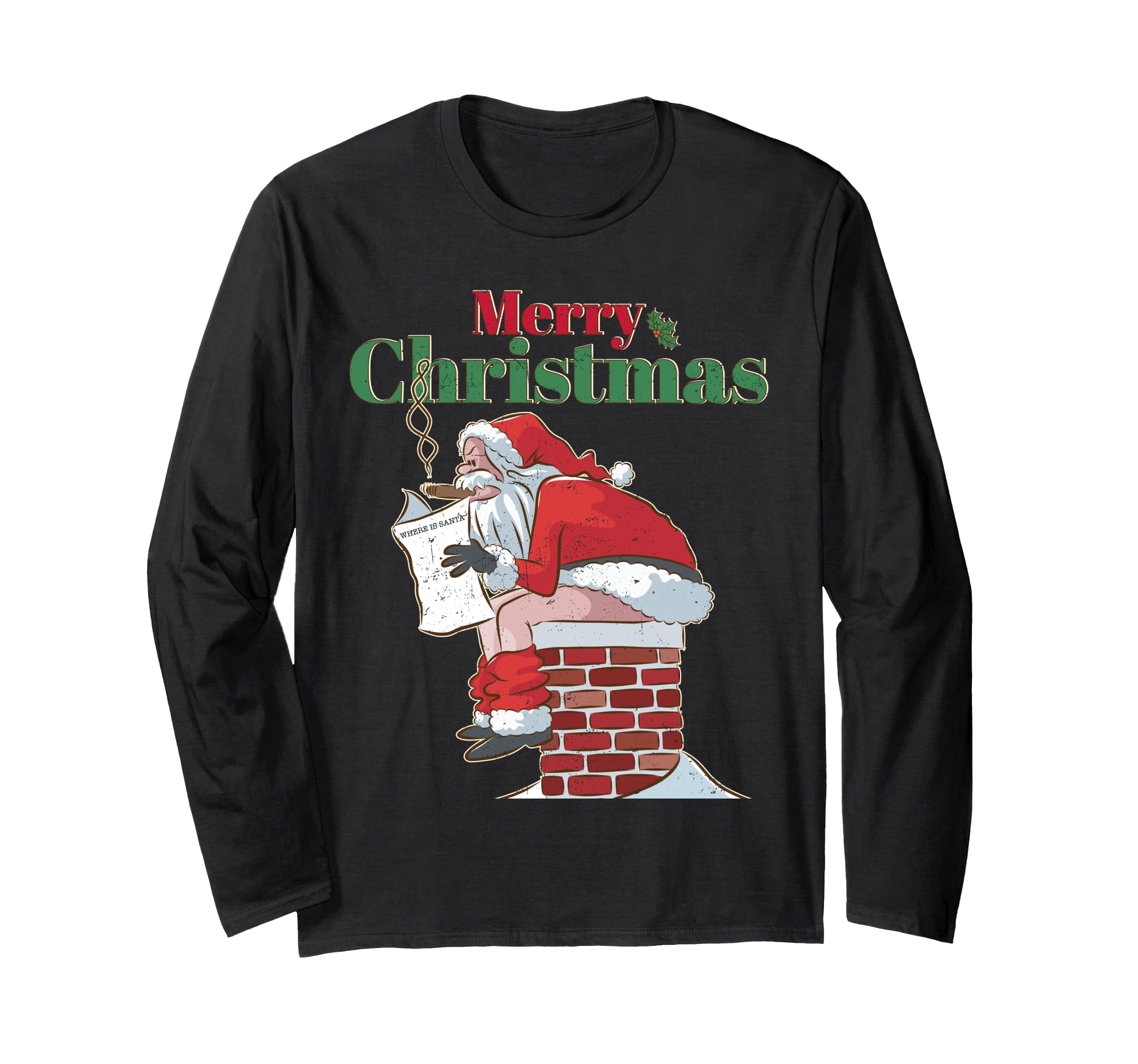 Amazon.com: Funny Santa Pooping Down Chimney Xmas Tee Christmas Gifts ...