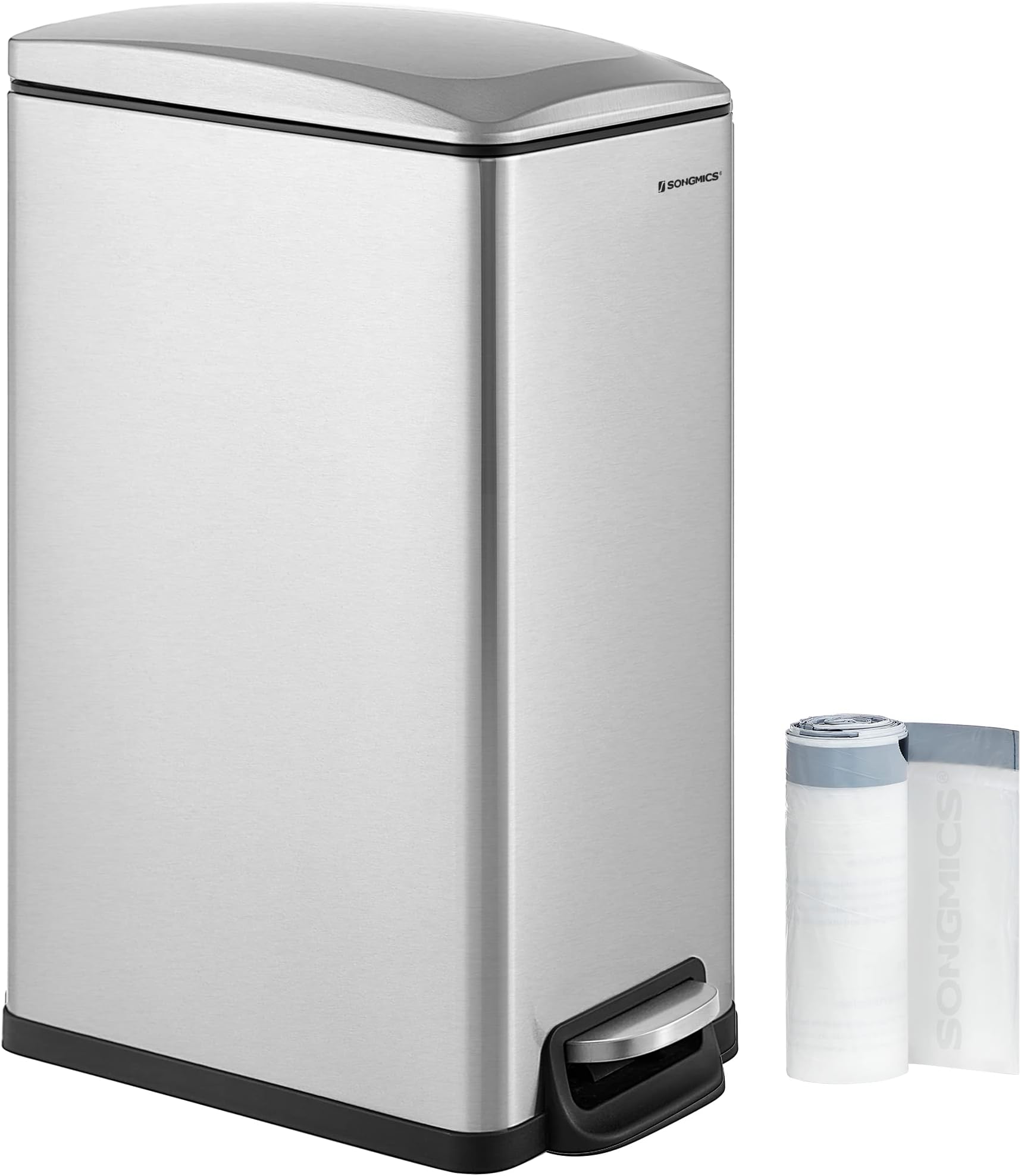 Curver Metal Effect Pedal Touch Slim Deco Bin, Silver, 40 Litre ...