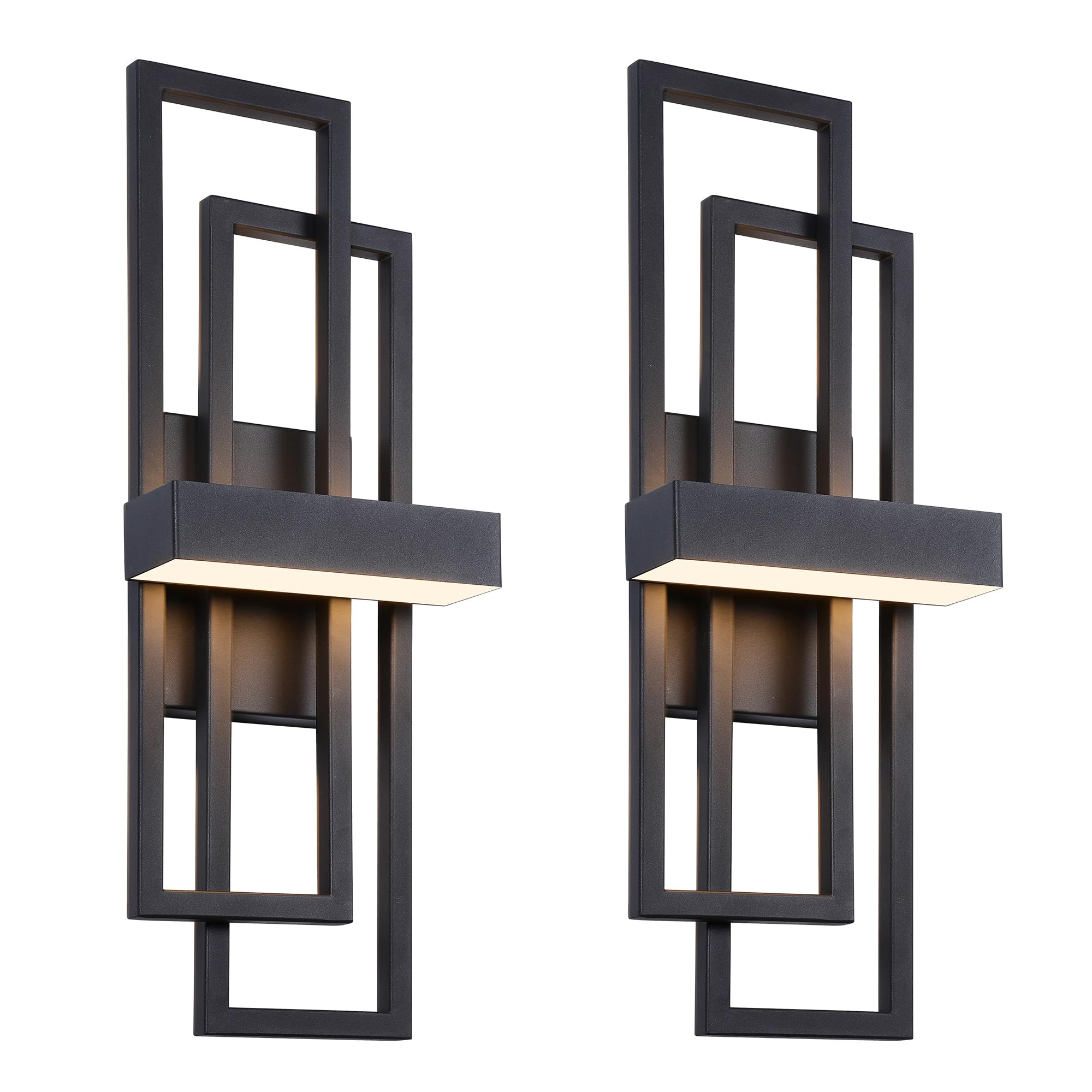 20 Inch Rectangular Sconce LamQee Black LED Wall Sconce Outdoor Set Of