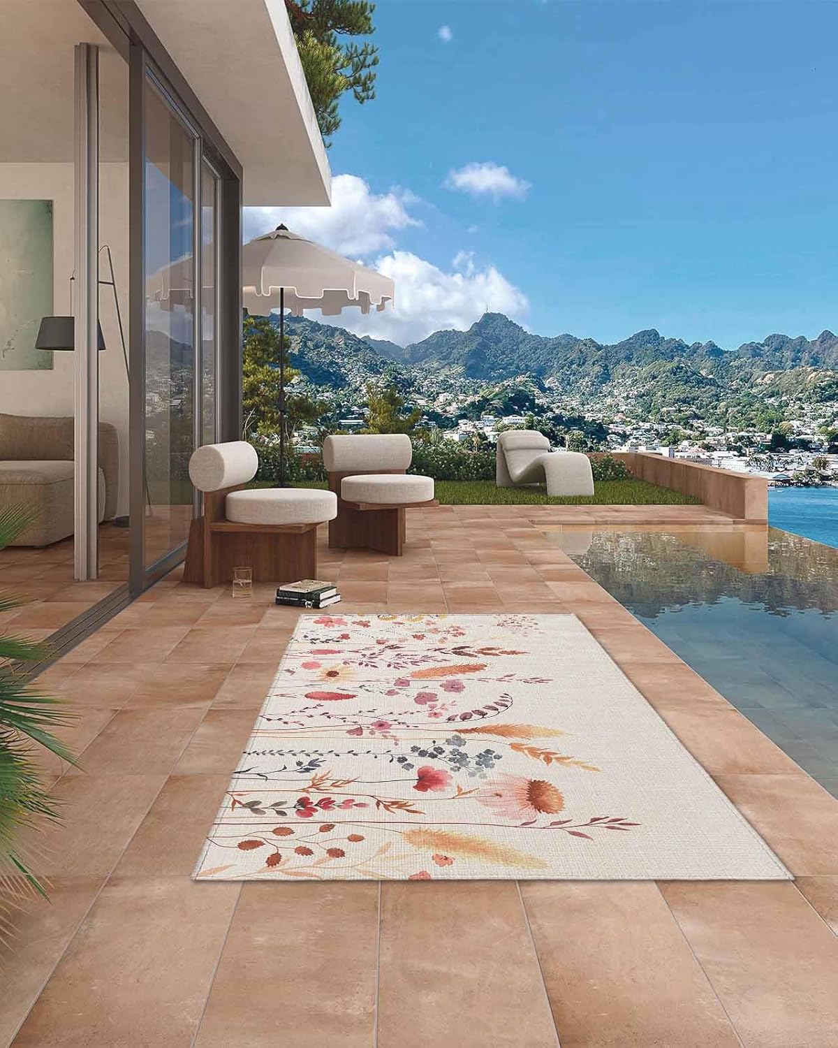 Amazon.com: Autumn Flowers Outdoor Rug 6x9ft for Patio, Water Absorbent ...