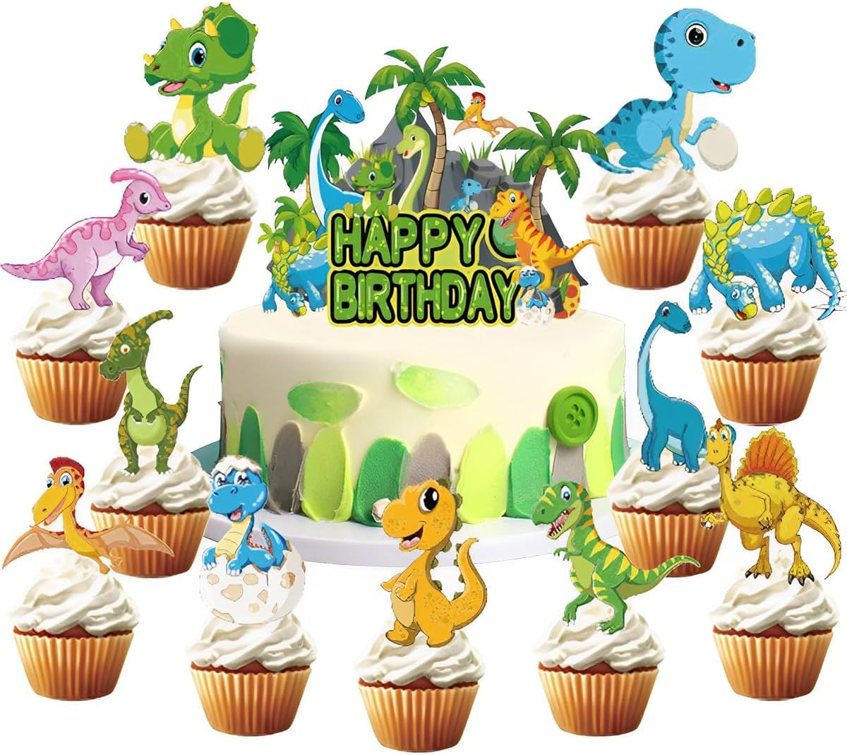 DGTSYAL Dinosaur Cake Toppers 17PCS Dinosaur Cake Decorations Dinosaur ...