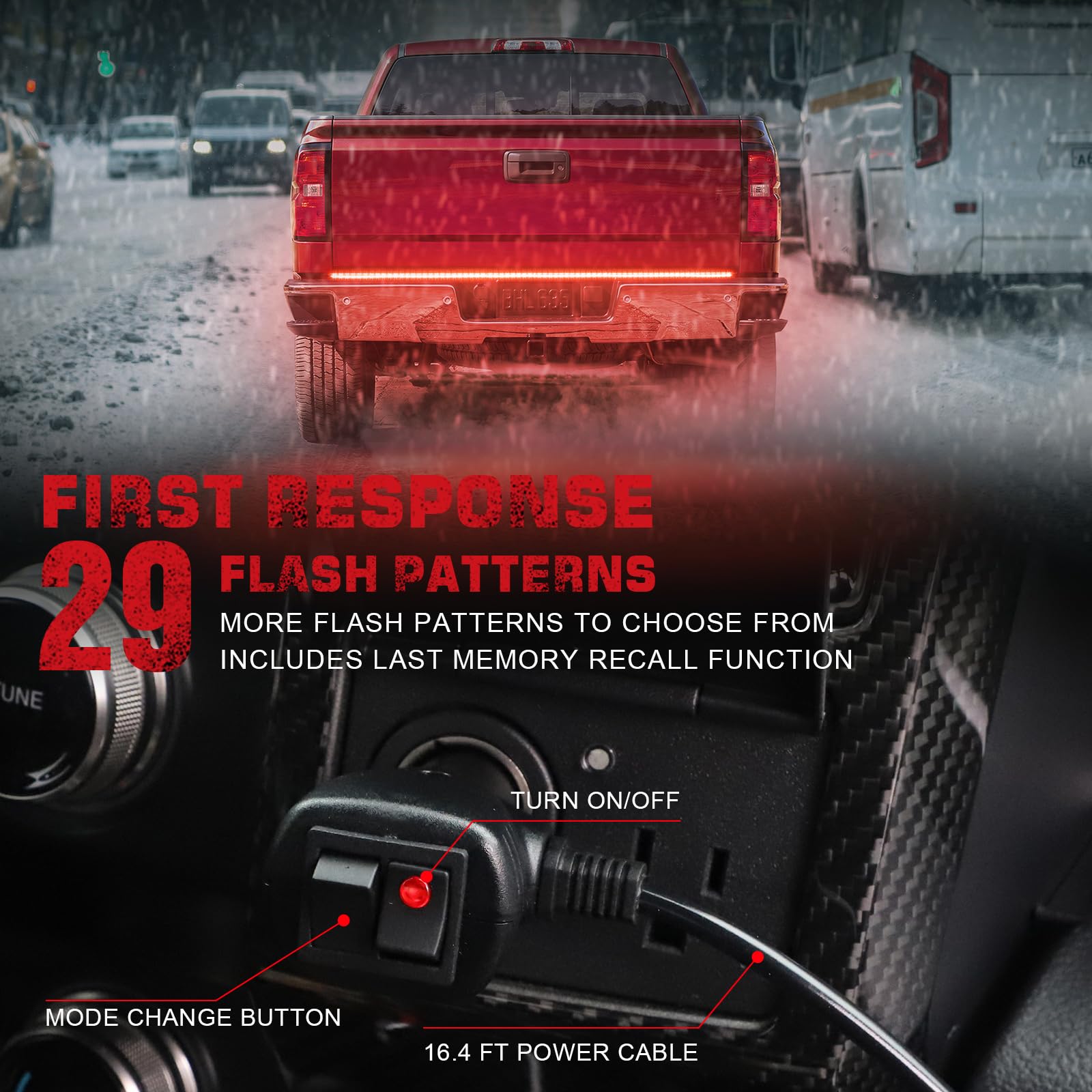 Snapklik.com : 60 Inch Fire Truck Red Emergency Lights Strip 360 LED ...