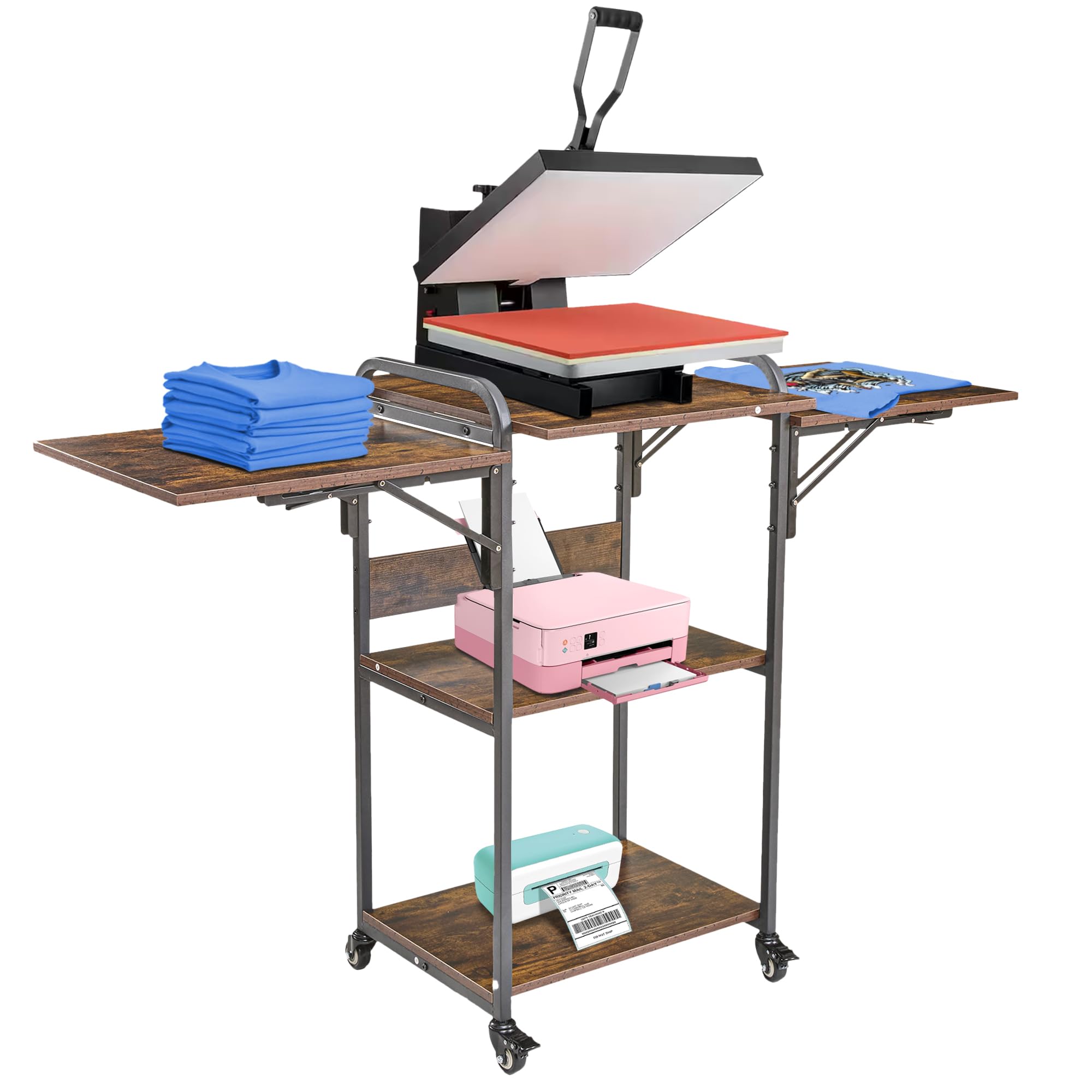 Buy HouseablesHeat Press Table Stand, Heat Press Stand with Wheels, 3 ...