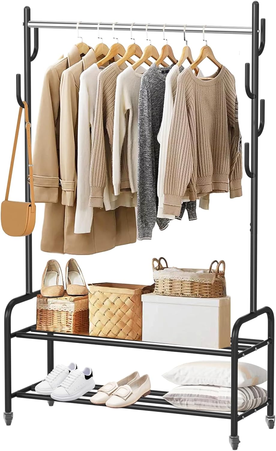Amazon.com: VICERII Clothes Rack, Heavy Duty Clothing Rack with Wheels ...