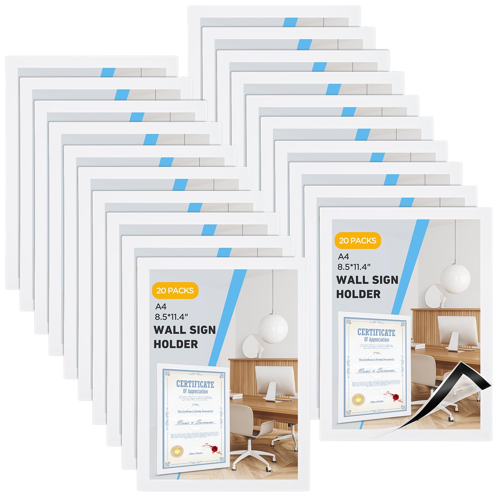 Amazon.com - 20 Pieces A4 Magnetic Sign Holder, 8 * 11.5 inch Door ...