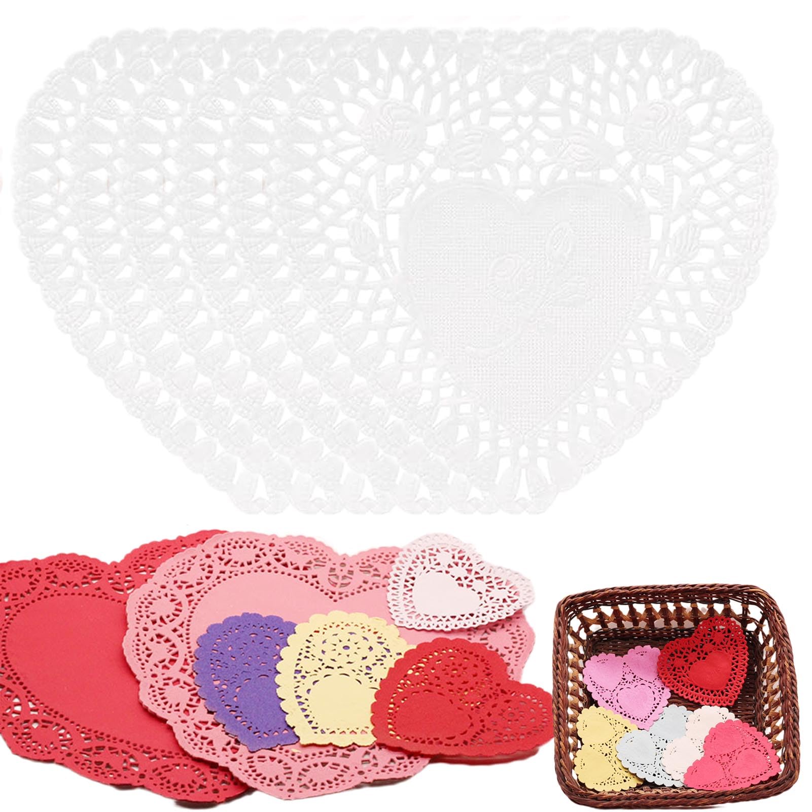 Amazon.com: 100pc Heart Shaped Paper Doilies 8/10 Inches, Valentine's ...
