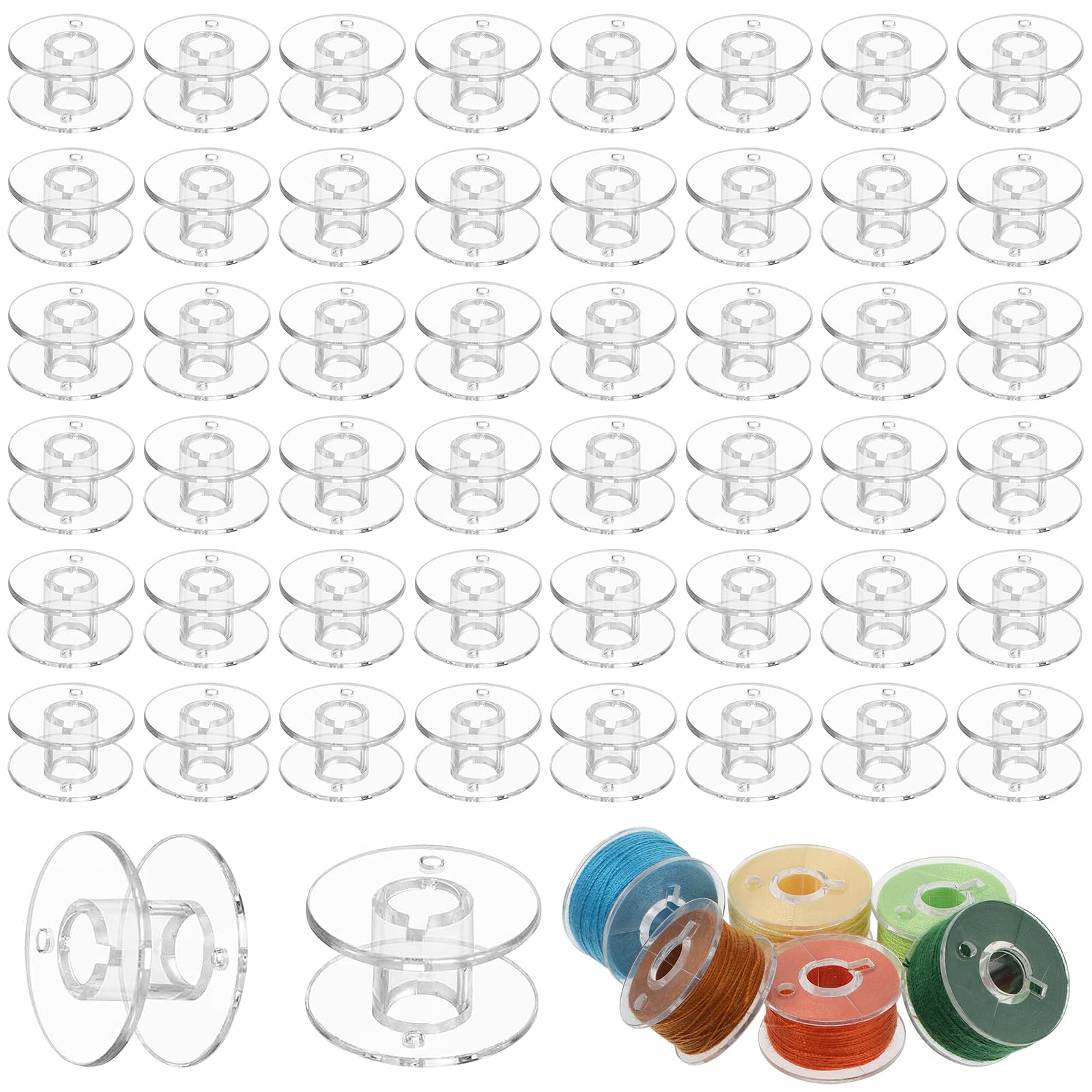 Amazon.com: 60 Pcs Clear Plastic Sewing Machine Bobbins, Bobbins for ...