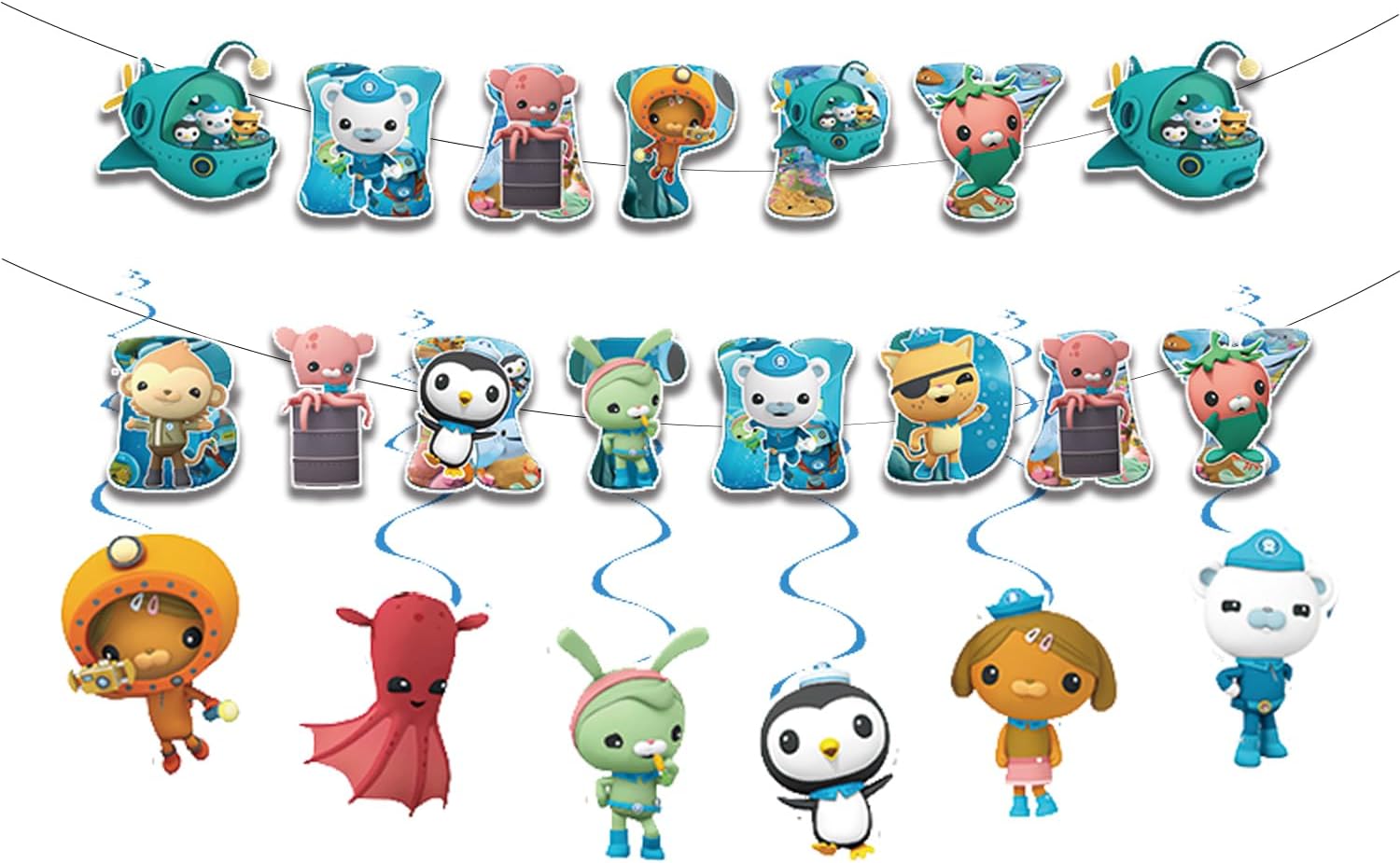 Amazon.com: Octos party supplies,12pcs Octon Hanging Swirls and 1 Happy ...