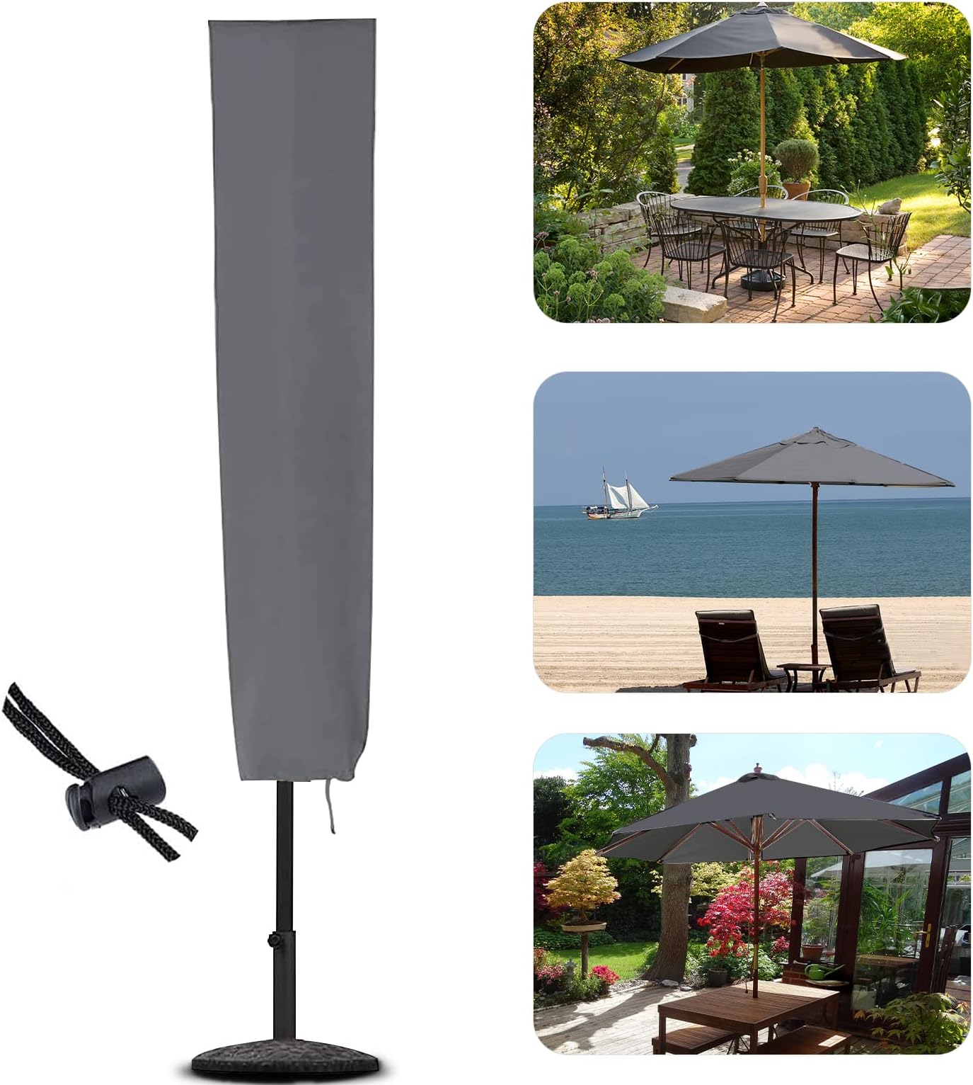 RICHIE Garden Parasol Cover Patio Umbrella Covers for Parasol Fits 2 to ...